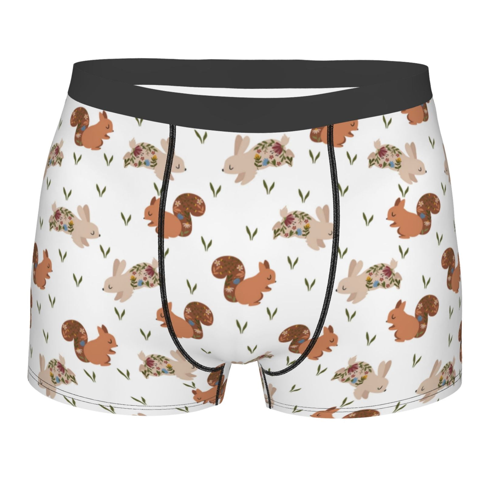 Daiia Rabbit And Squirrel Men's Underwear Boxer Briefs, Cotton Stretch ...