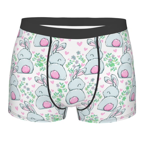 Daiia Rabbit Back View Men's Underwear Boxer Briefs, Cotton Stretch ...