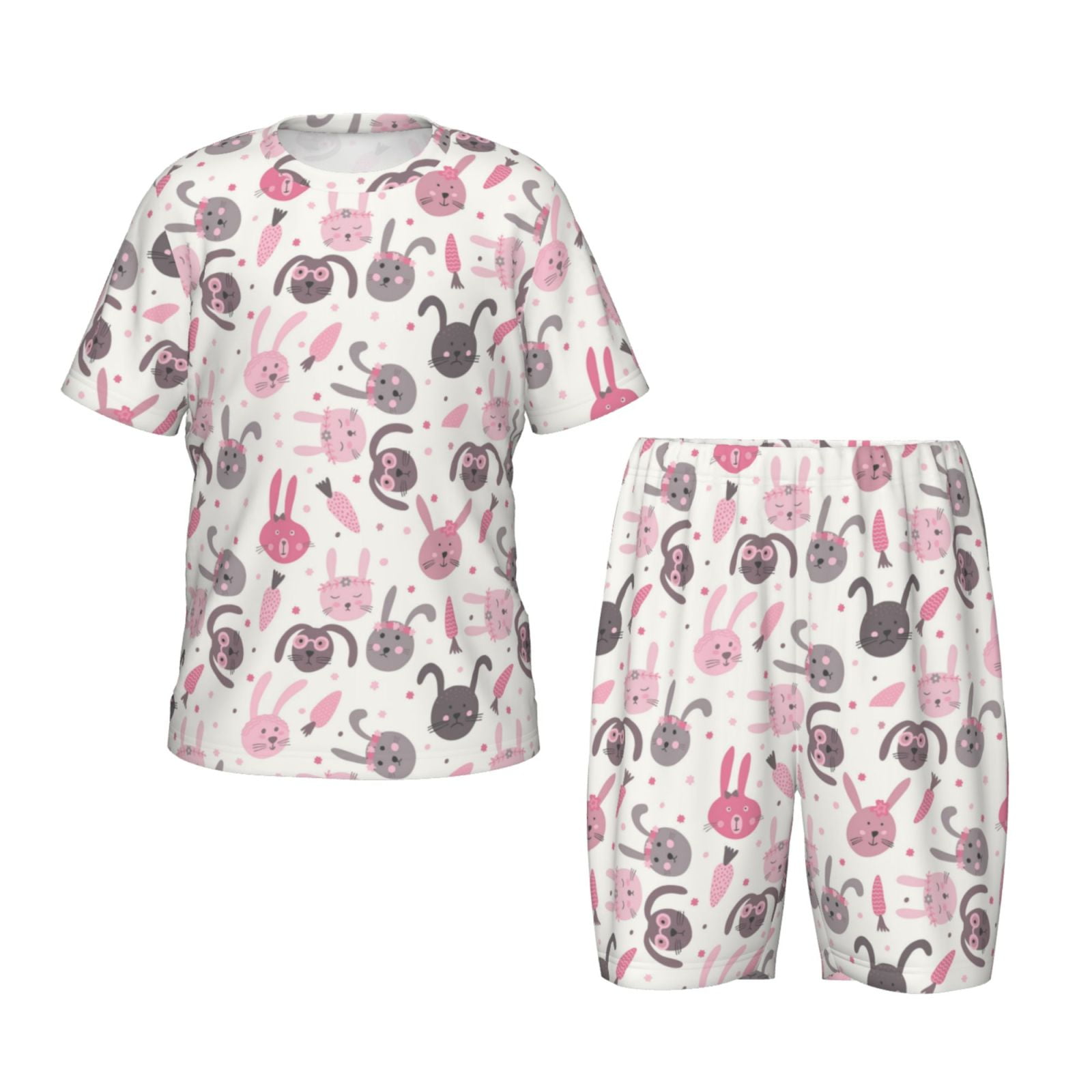 Daiia Rabbit And Carrot Print Children’s Cotton Pajama Set – Short ...