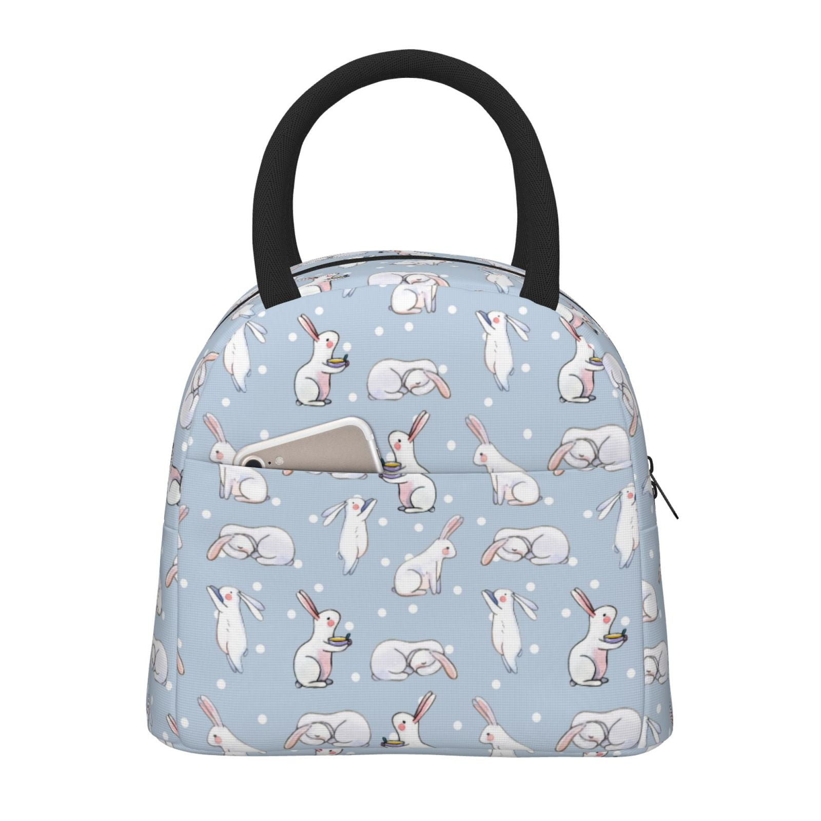 Daiia Rabbit Is Eating Carrots Pattern Lunch Bag , Insulated Lunch Box ...