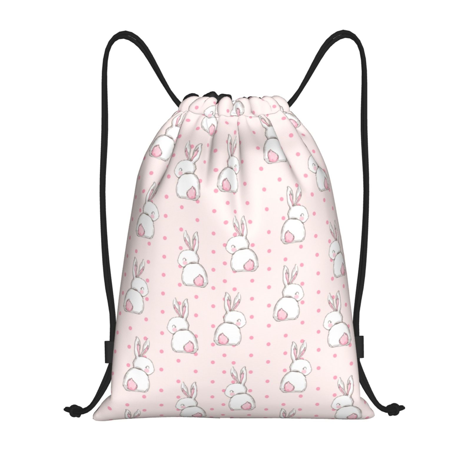 Daiia Rabbit Pattern Drawstring Backpack, Gym Bag, Lightweight Backpack ...