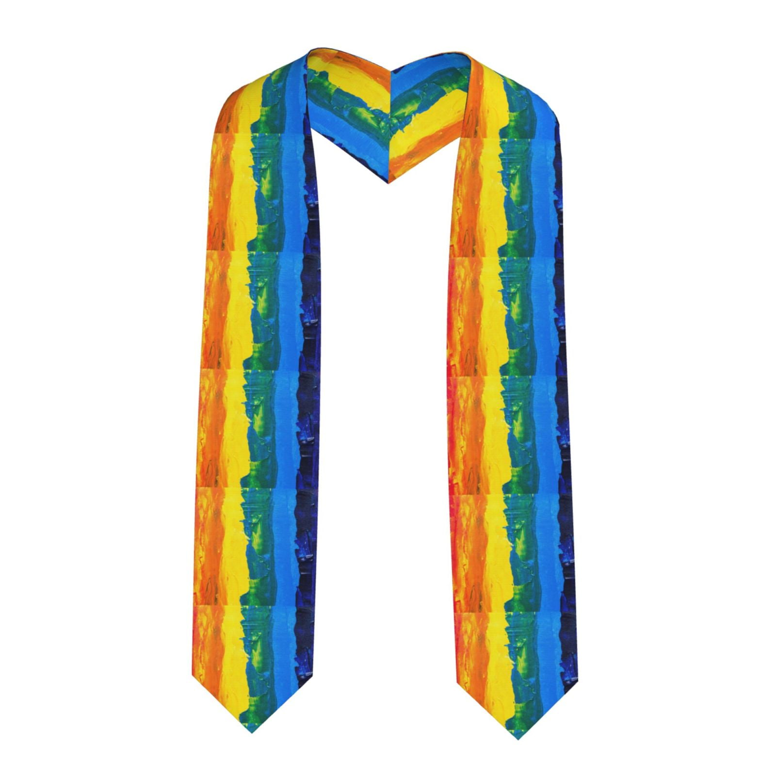 Daiia Rainbow Colored Pattern Graduation Shawl Stole – Satin Graduation ...