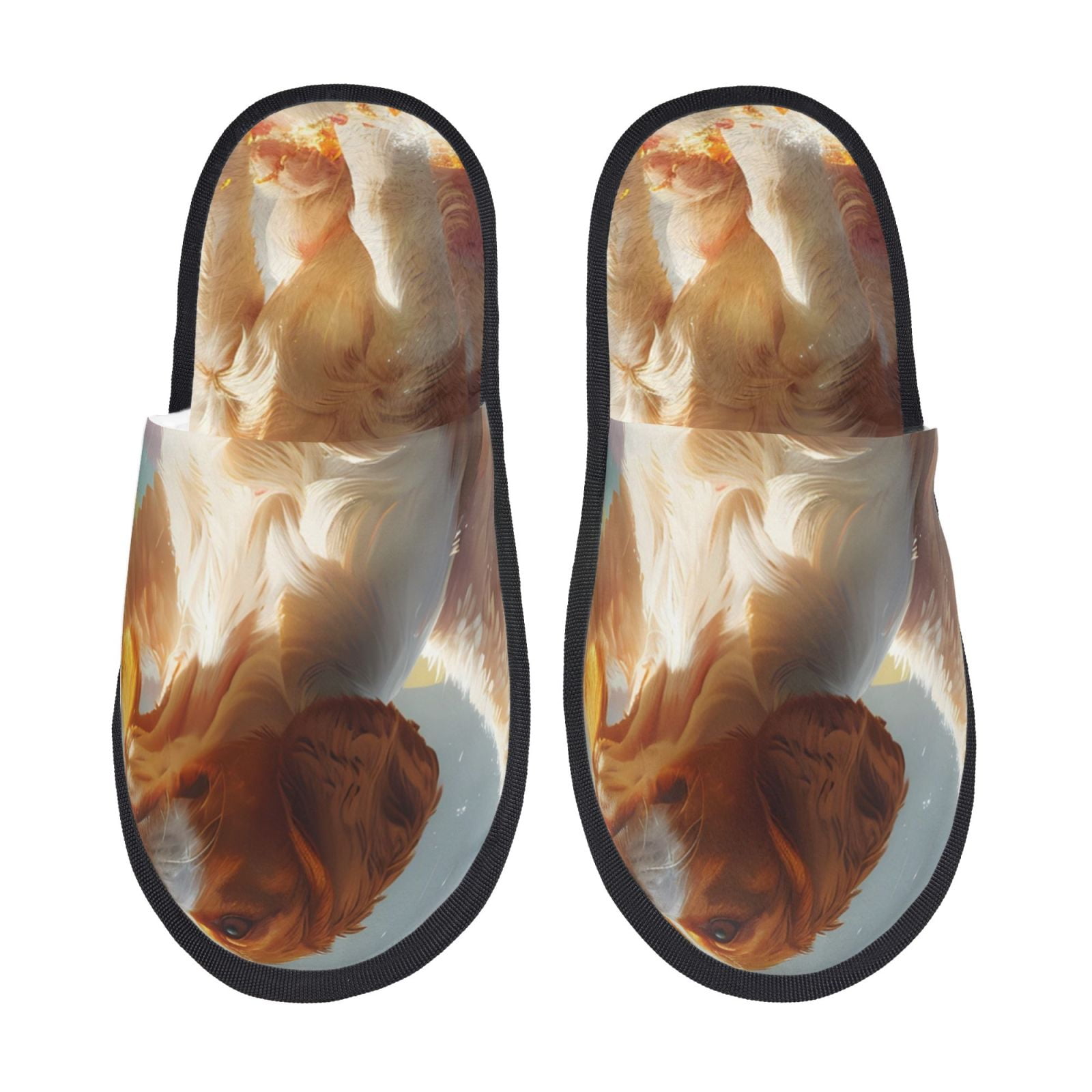 Daiia Rainbow English Cocker Spaniel Pattern Furry Slippers for Women ...