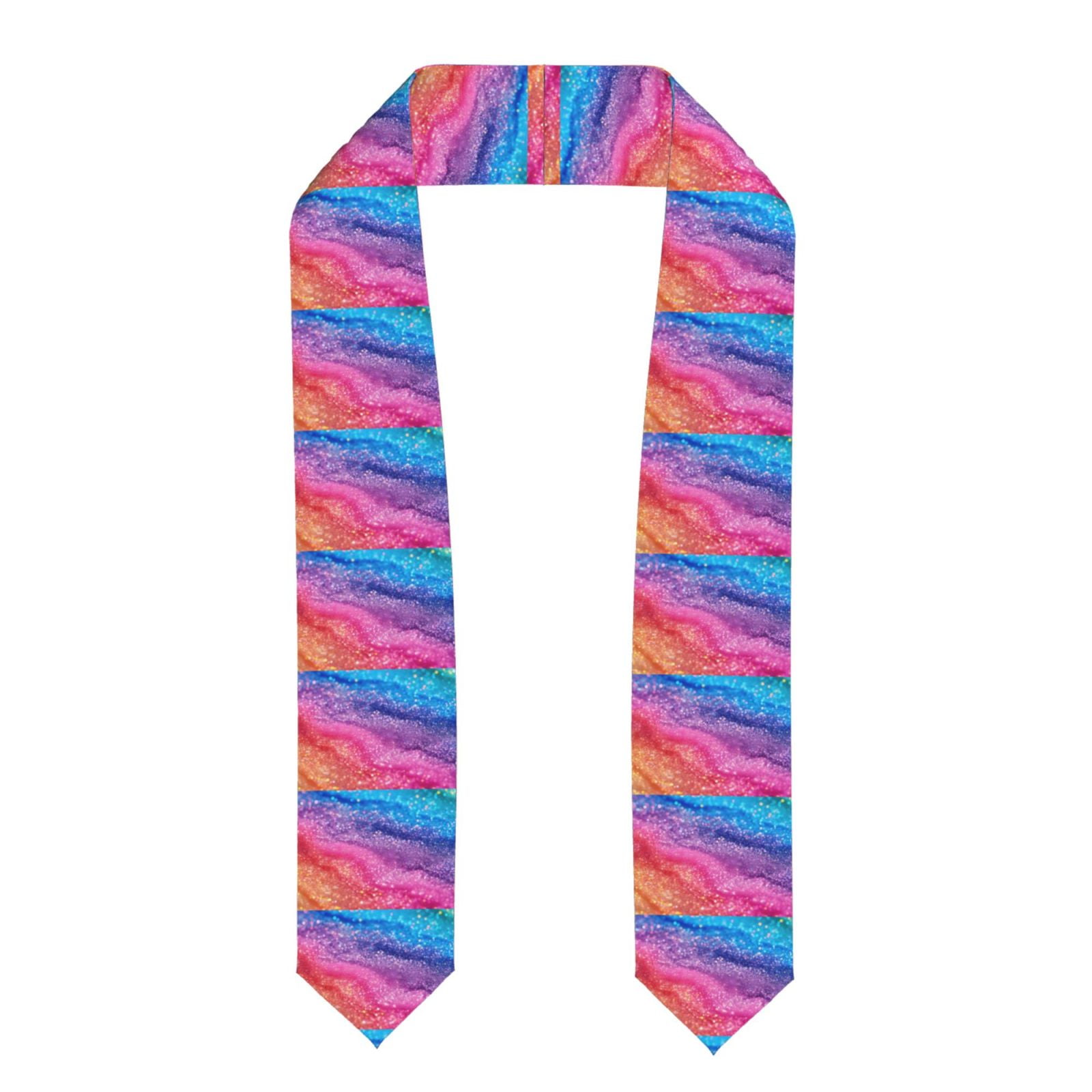 Daiia Rainbow Glitter Cute Pattern Graduation Shawl Stole – Satin ...