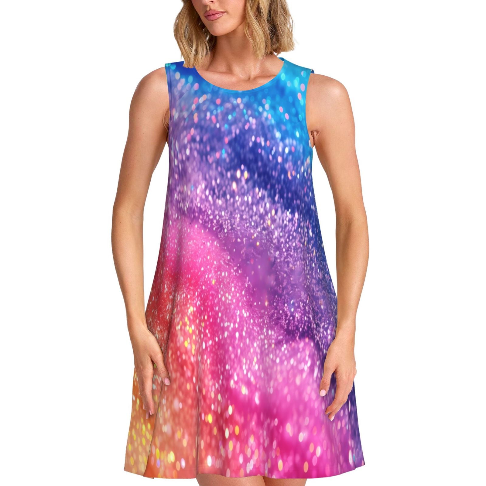 Daiia Rainbow Glitter Cute Print Women's Dresses 2025 Trendy Short ...
