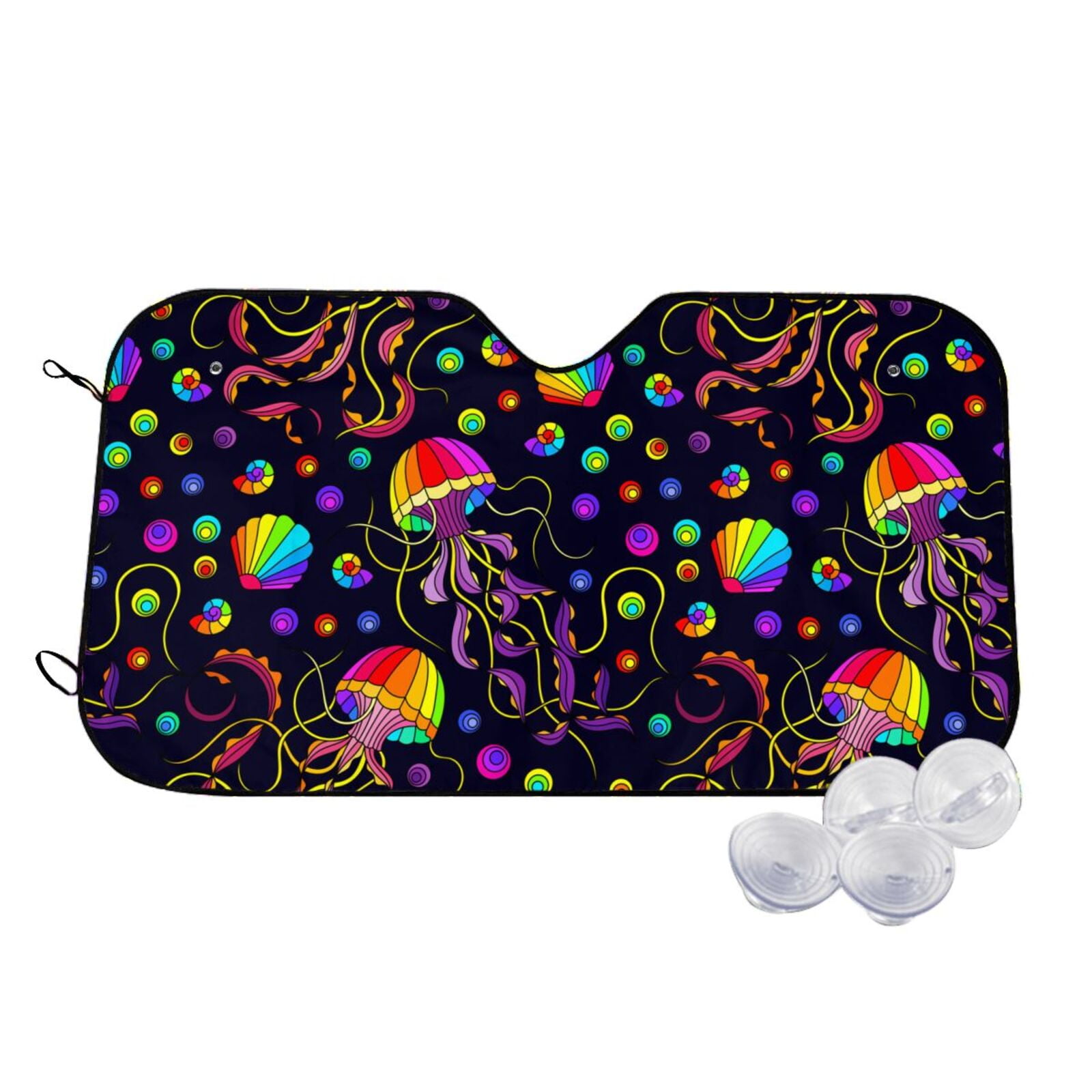 Daiia Rainbow Jellyfishes Windshield Sun Shade for Car SUV Truck (Small ...