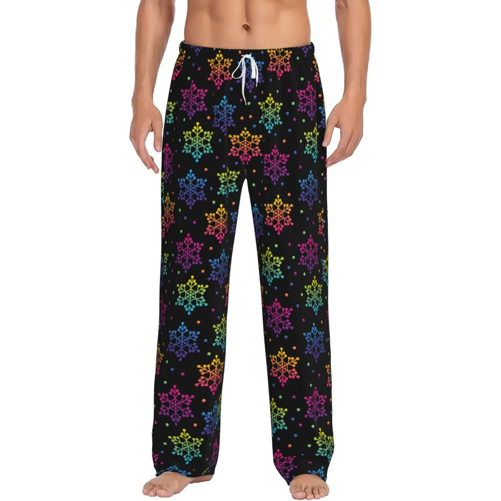 Daiia Rainbow Snowflake Men's Sleep Pant with Pockets and Drawstring ...