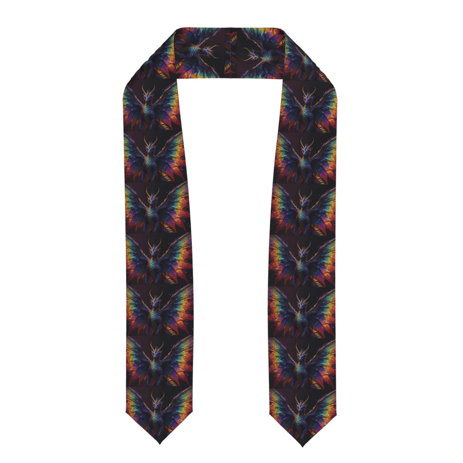 Daiia Rainbow Wings Majestic Dragon Pattern Graduation Shawl Stole ...