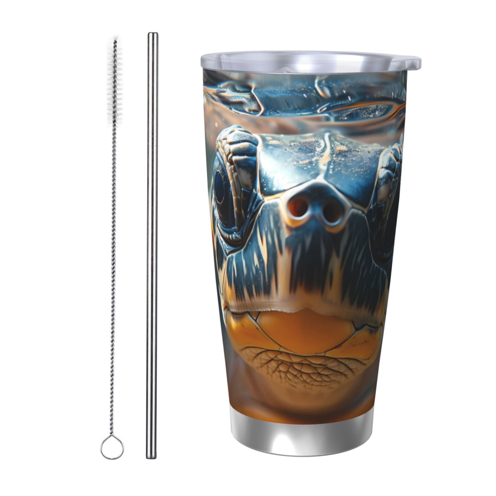 Daiia Realistic Cute Sea Turtle Printed 20oz Insulated Coffee Cup with ...