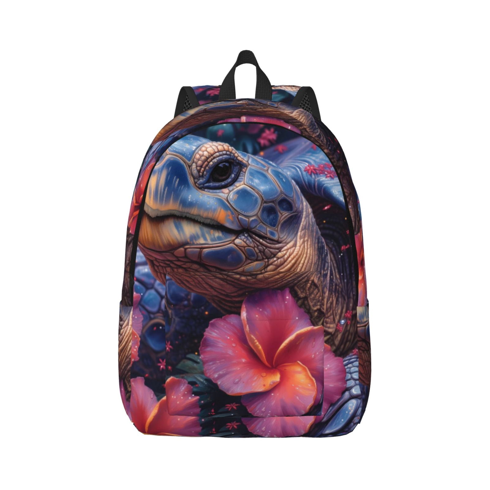 Daiia Realistic Flower Turtle Vintage Canvas Backpack for Men and Women ...
