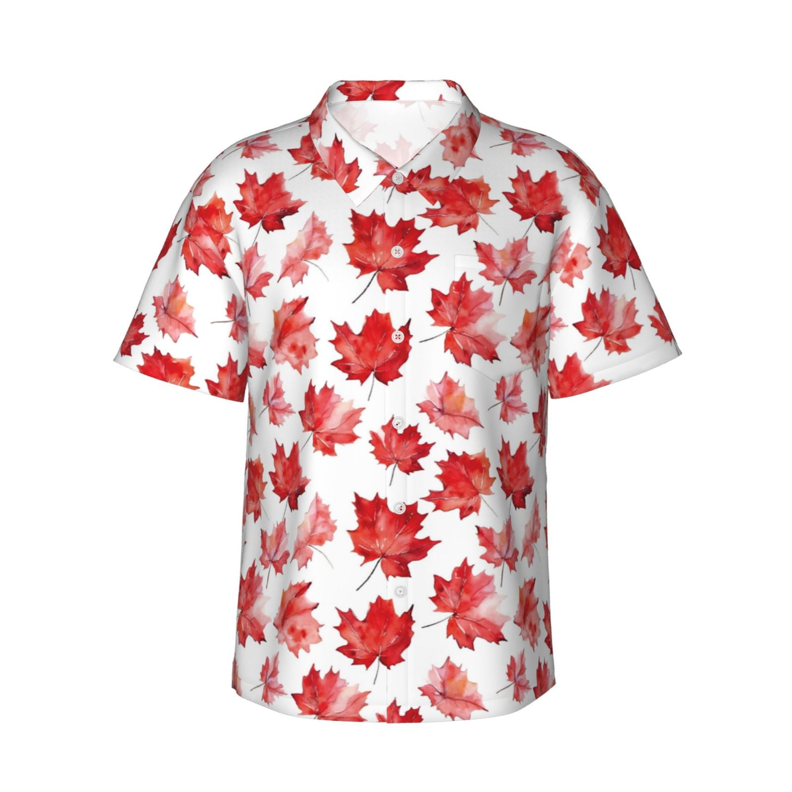 Daiia Realistic Maple Leaf Hawaiian Shirt for Men Gentle Cotton Regular ...