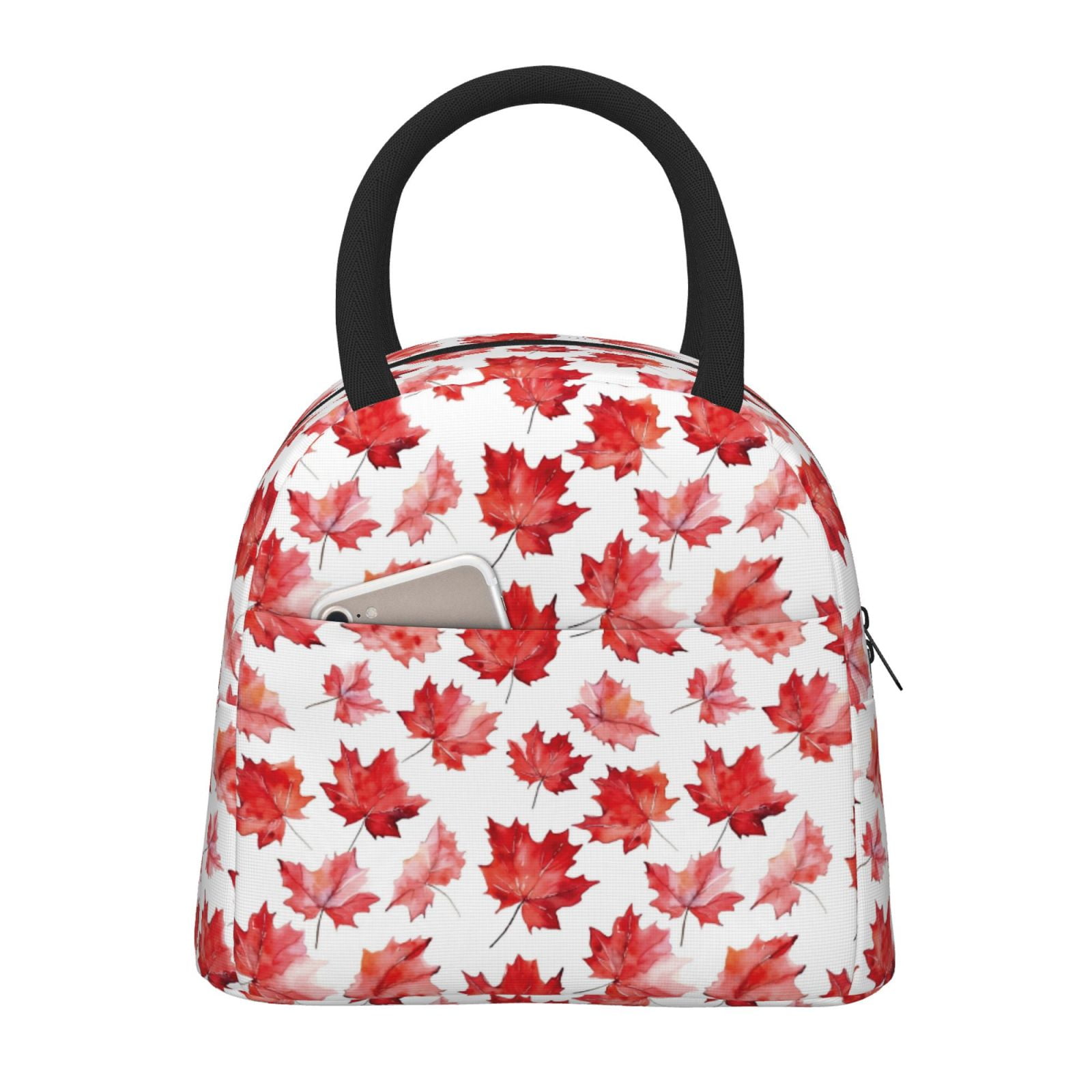 Daiia Realistic Maple Leaf Pattern Lunch Bag , Insulated Lunch Box ...