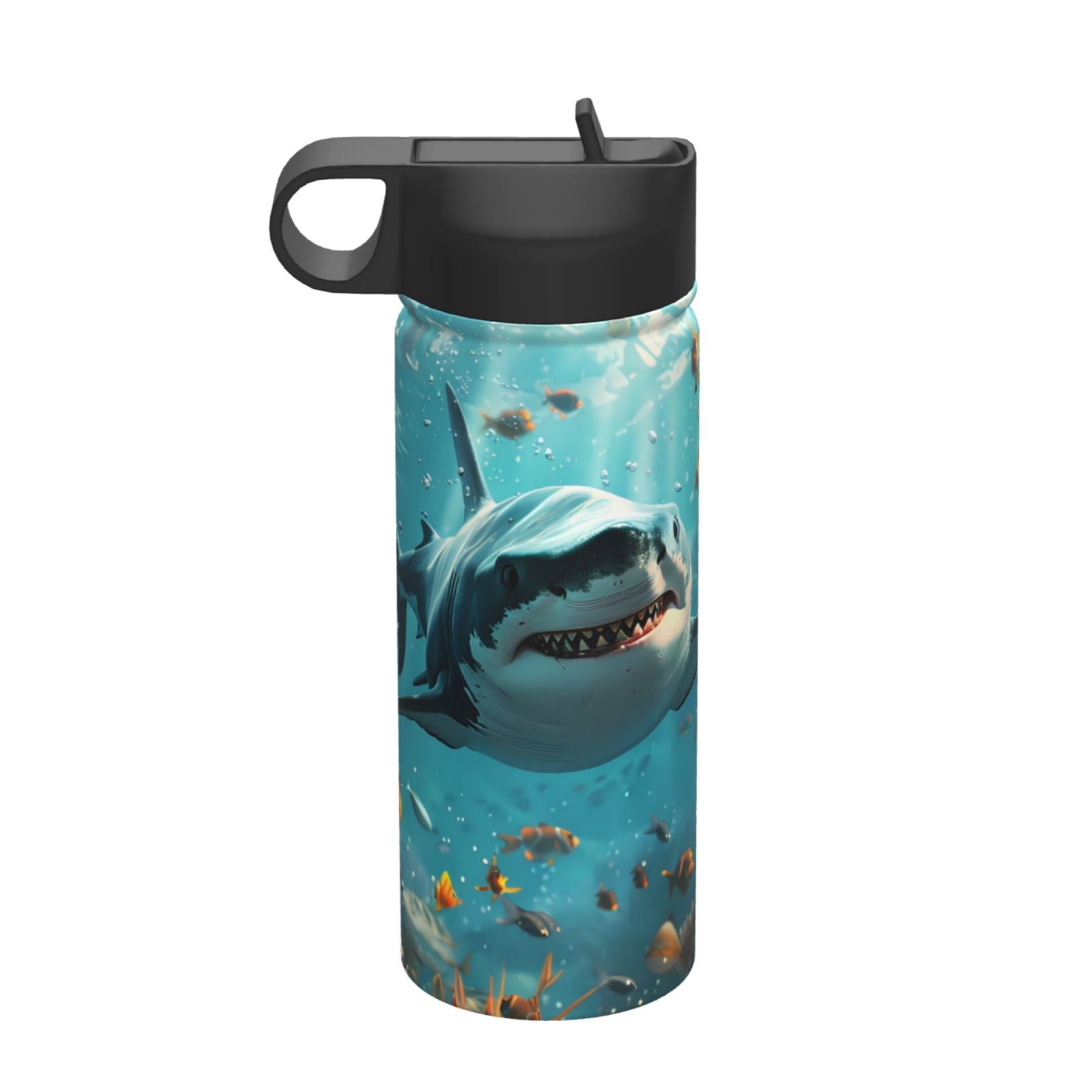 Daiia Realistic Ocean Shark Printed 18oz Sports Insulated Kettle With ...