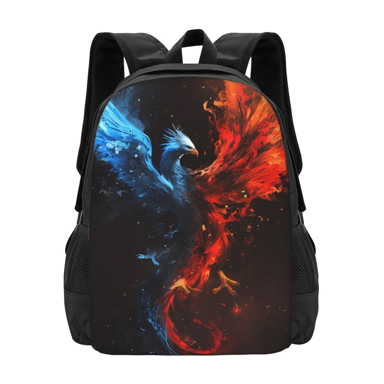 Daiia Red And Blue Fire Bird Backpack for Men and Women -Durable ...