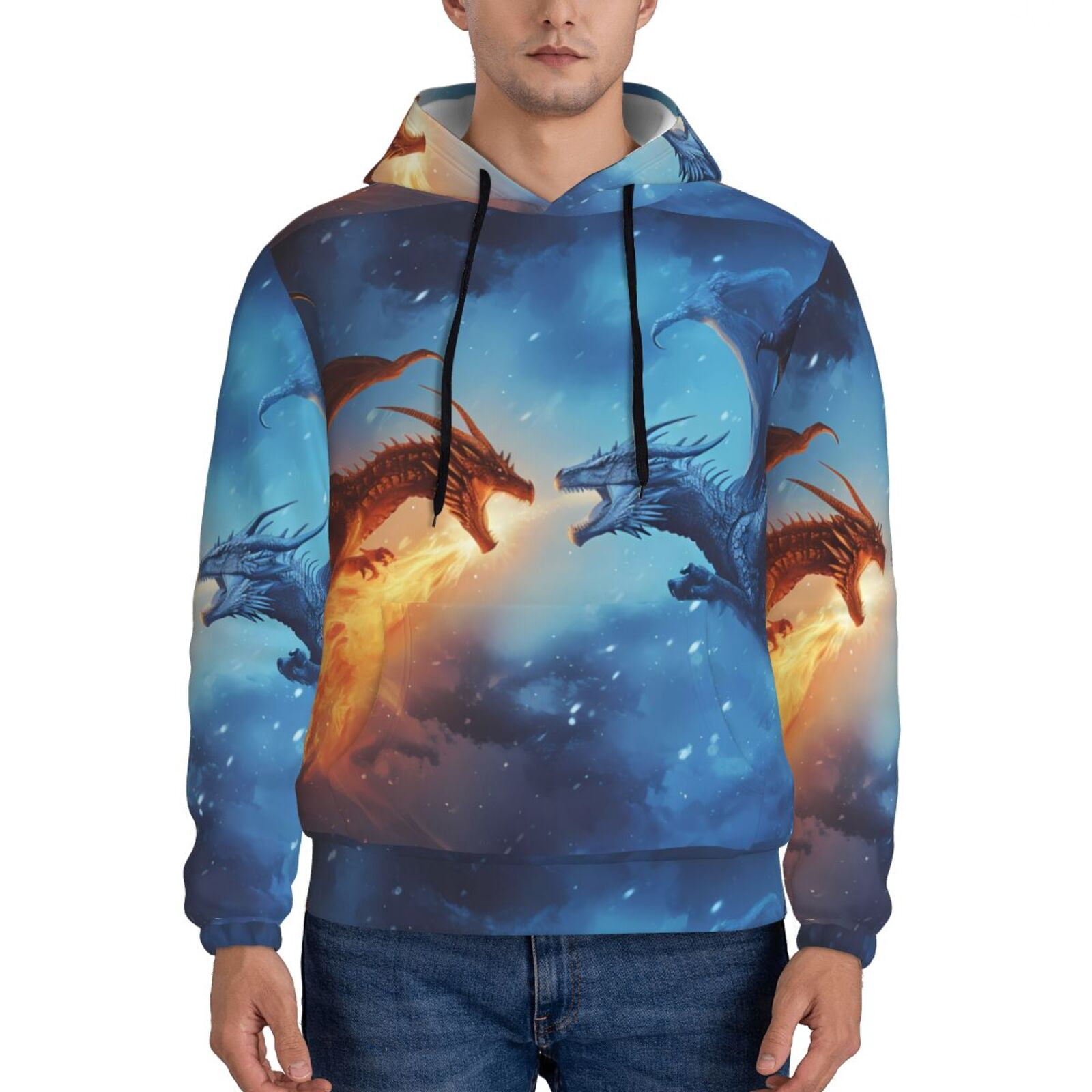 Daiia Red And Blue Fire Dragon A for Men's Fashion Hoodies ...