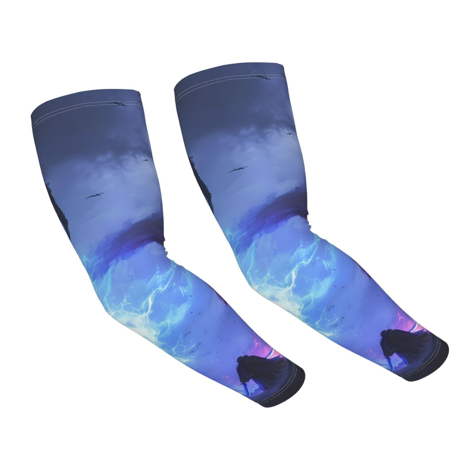 Daiia Red And Blue Fire Dragon UV Sun Protection Arm Sleeves - Cooling ...