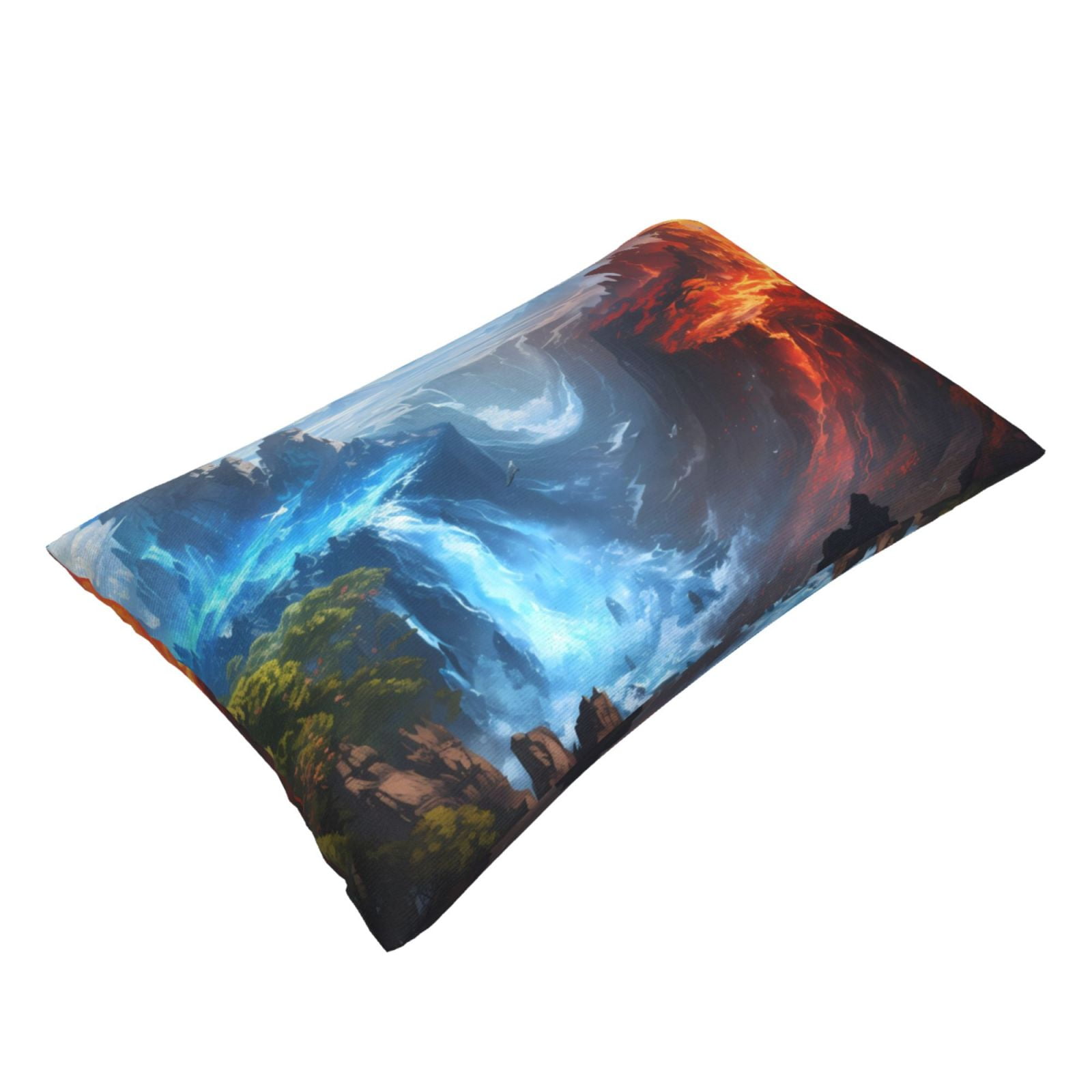 Daiia Red And Blue Fire Mountains Bedding Waterproof Pillow Protector ...