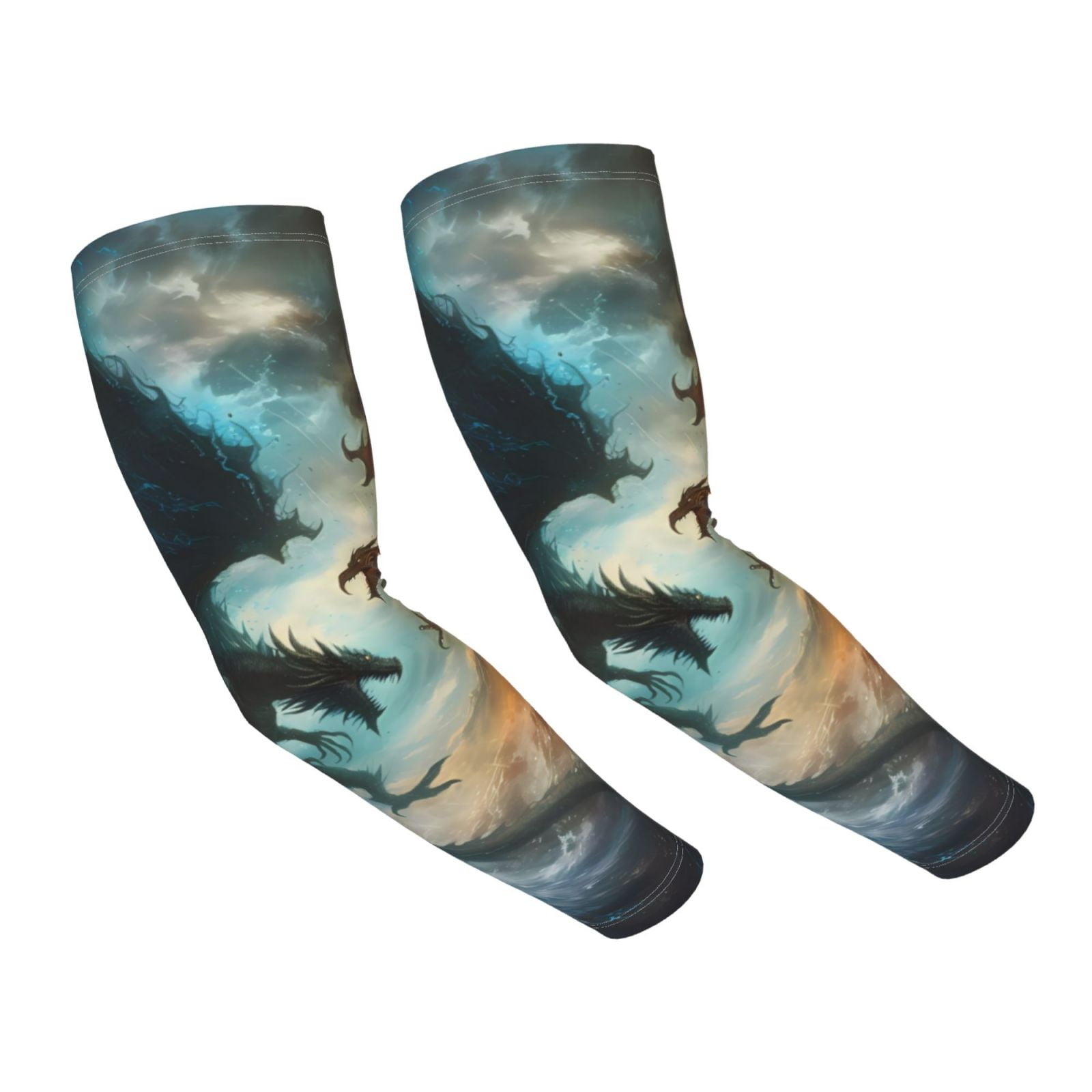 Daiia Red And Blue Flame Wave Dragon UV Sun Protection Arm Sleeves ...