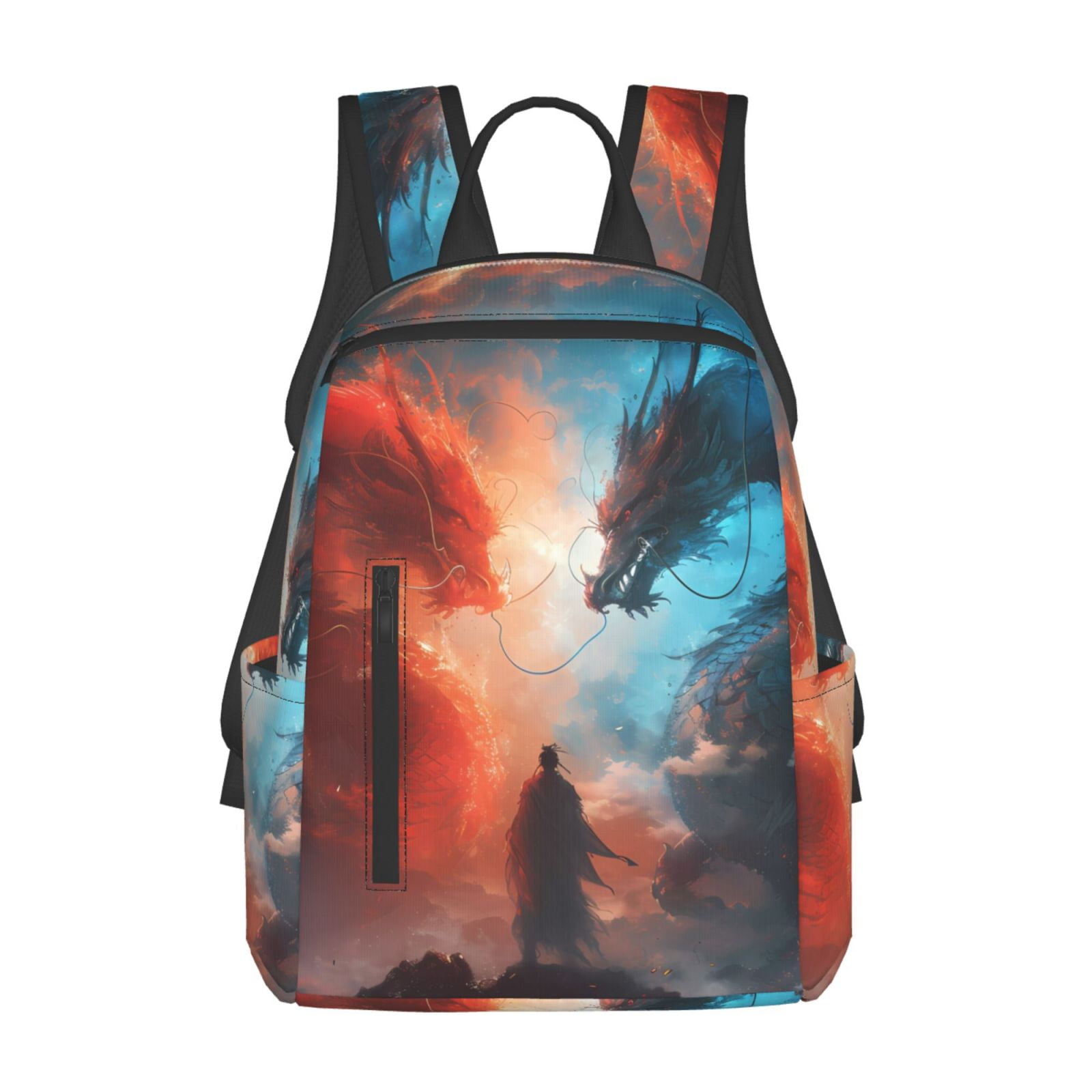 Daiia Red And Blue Sky Dragon School Backpack for Men and Women ...