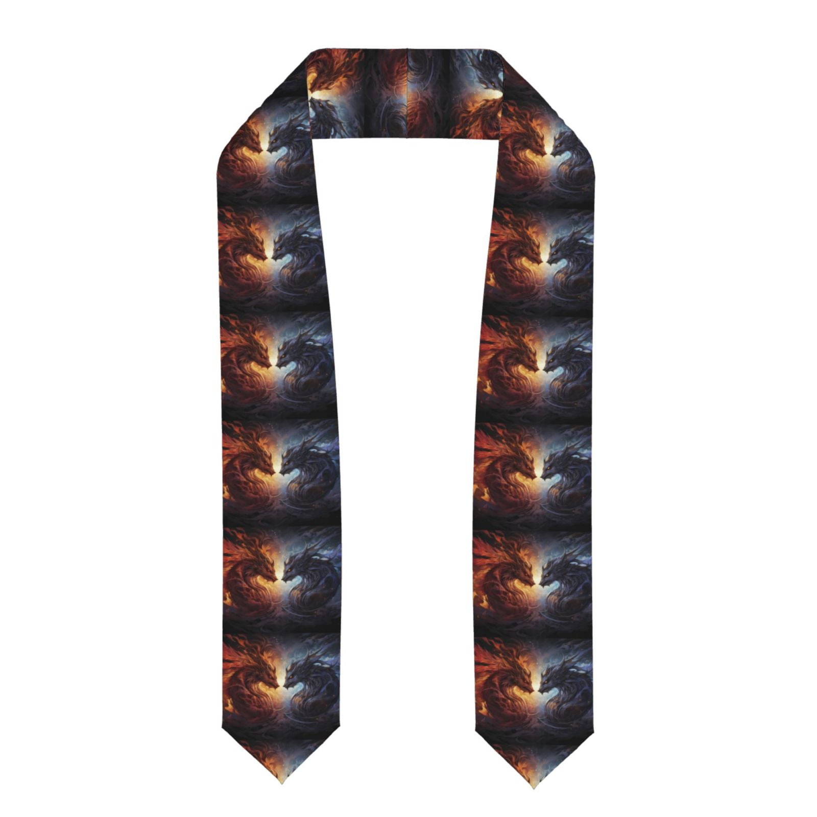 Daiia Red And White Beast Pattern Graduation Shawl Stole – Satin ...