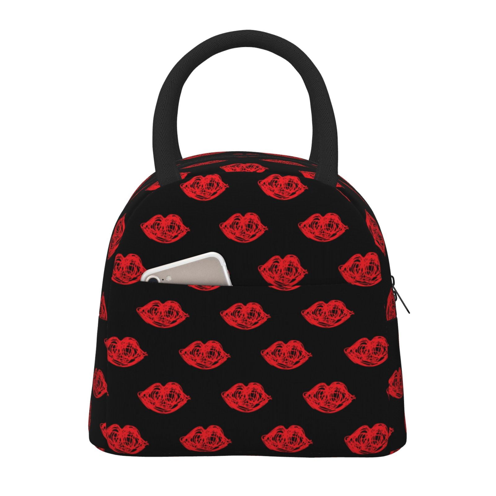 Daiia Red Beautiful Lips Pattern Lunch Bag , Insulated Lunch Box, Small ...