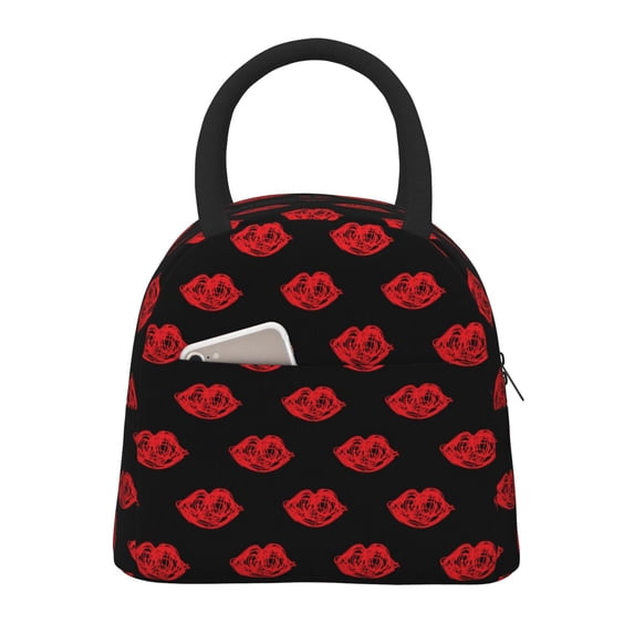 Daiia Red Beautiful Lips Pattern Lunch Bag , Insulated Lunch Box, Small ...