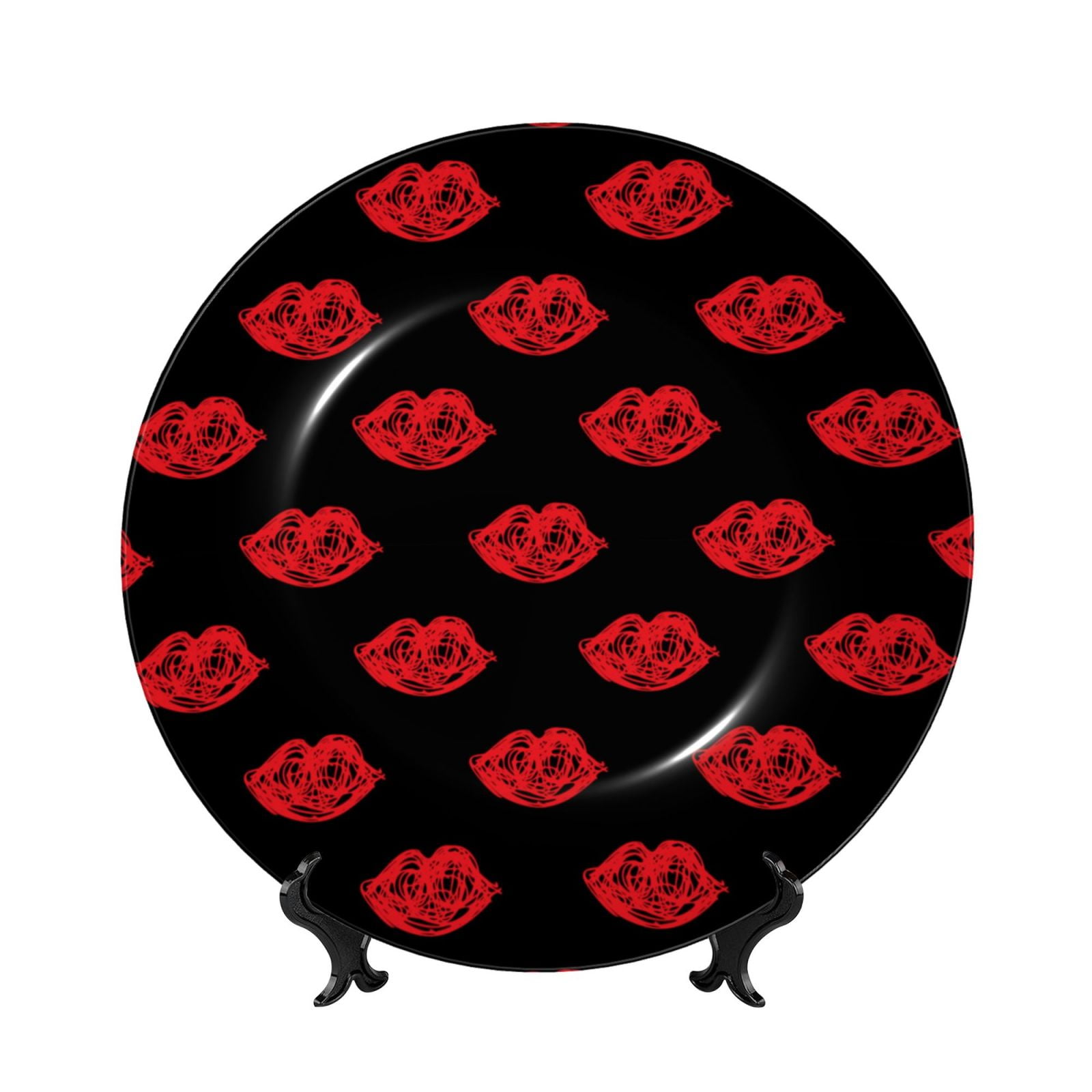 Daiia Red Beautiful Lips Printed Pattern Ceramic Plate Dinner Plates ...