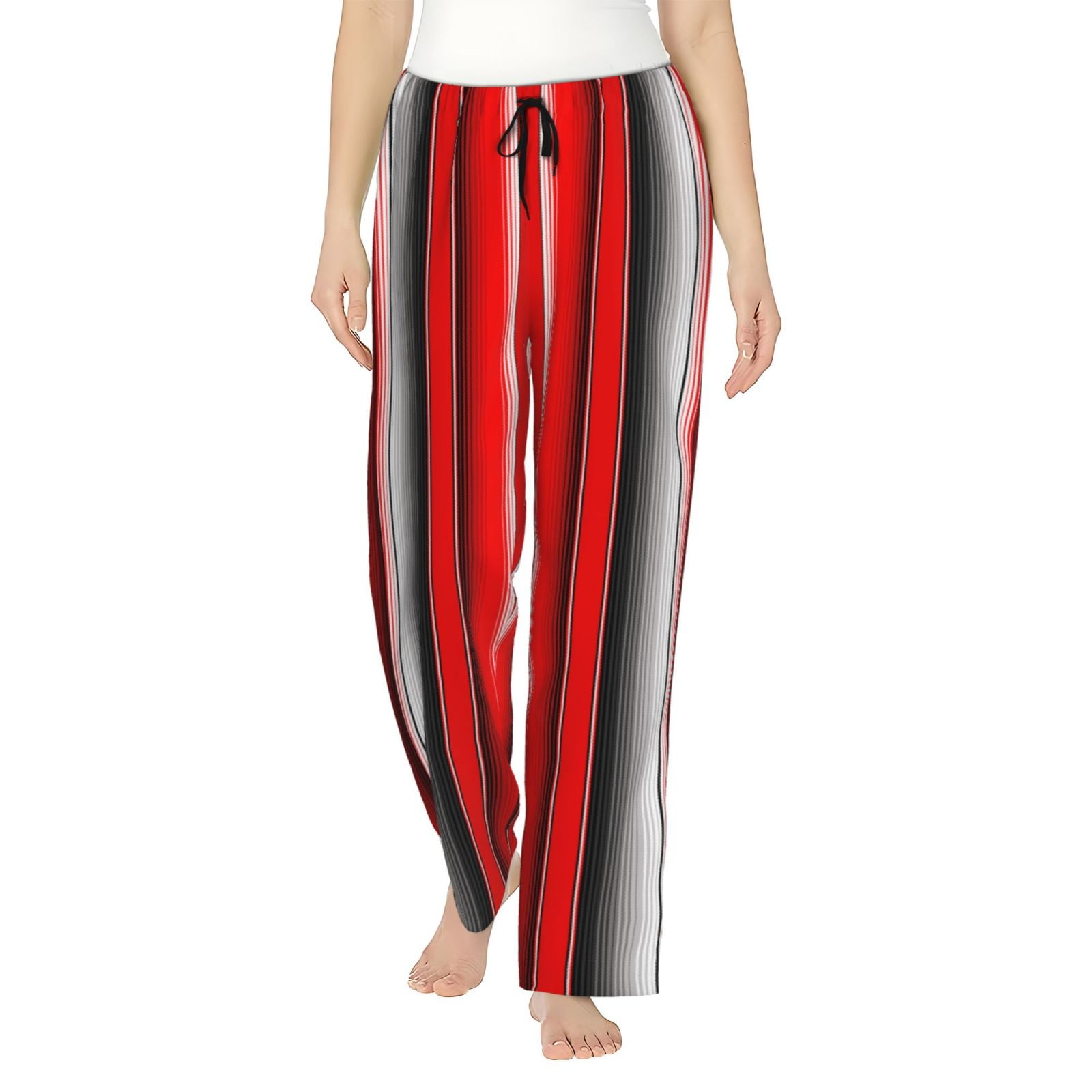 Daiia Red Black and White Serape Blanket Stripes Pattern Women's Sleep ...