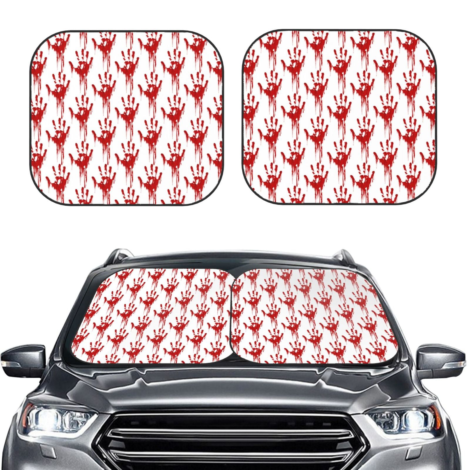 Daiia Red Bloody Scary Hands 2PCS Car Windshield Sun Shade, Foldable ...