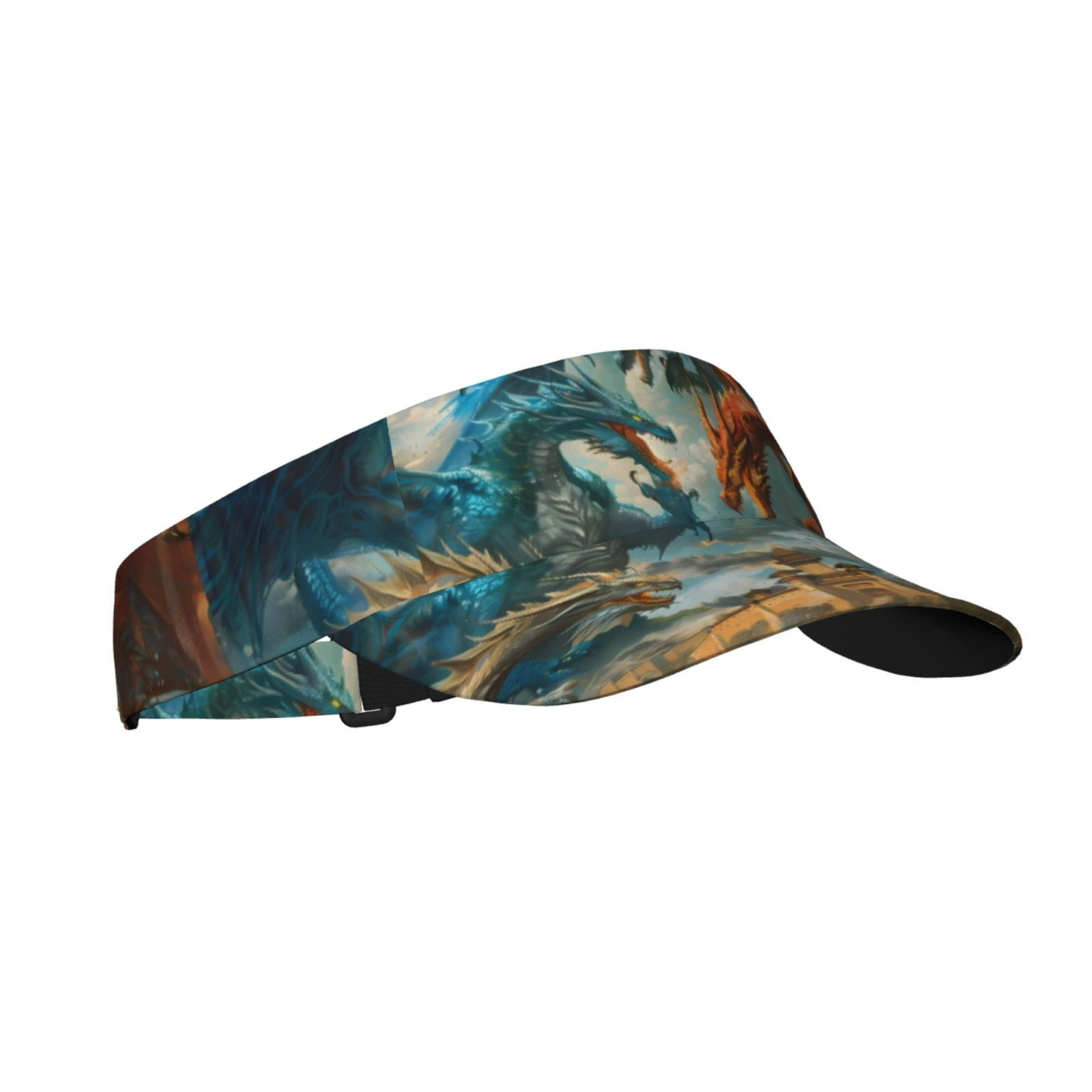 Daiia Red Blue Dragon Battle Epic Pattern Sport Sun Visor Hats Visor ...