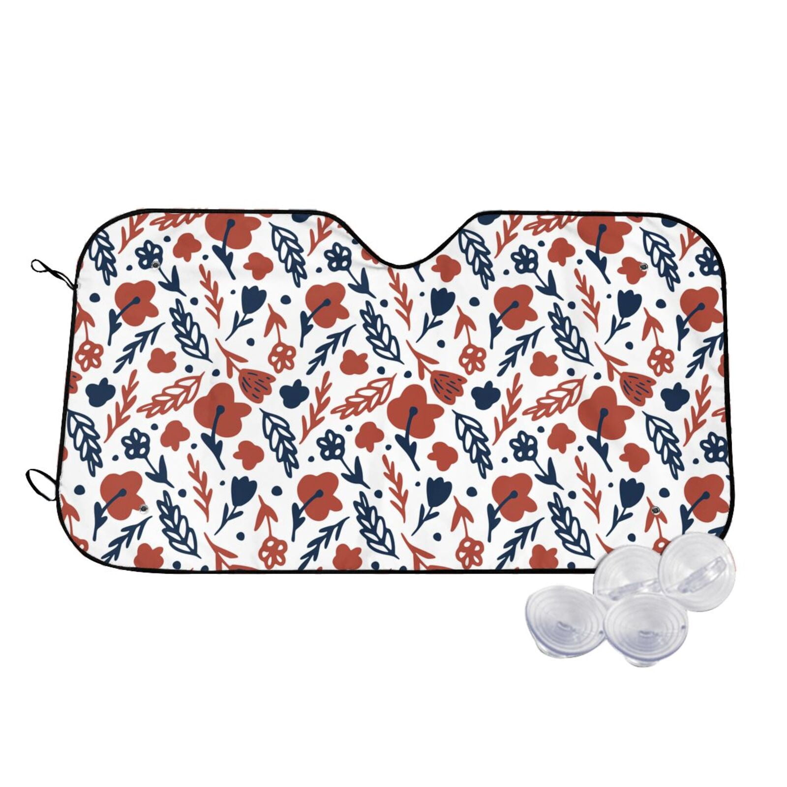 Daiia Red Blue Leaves Windshield Sun Shade for Car SUV Truck (Medium ...