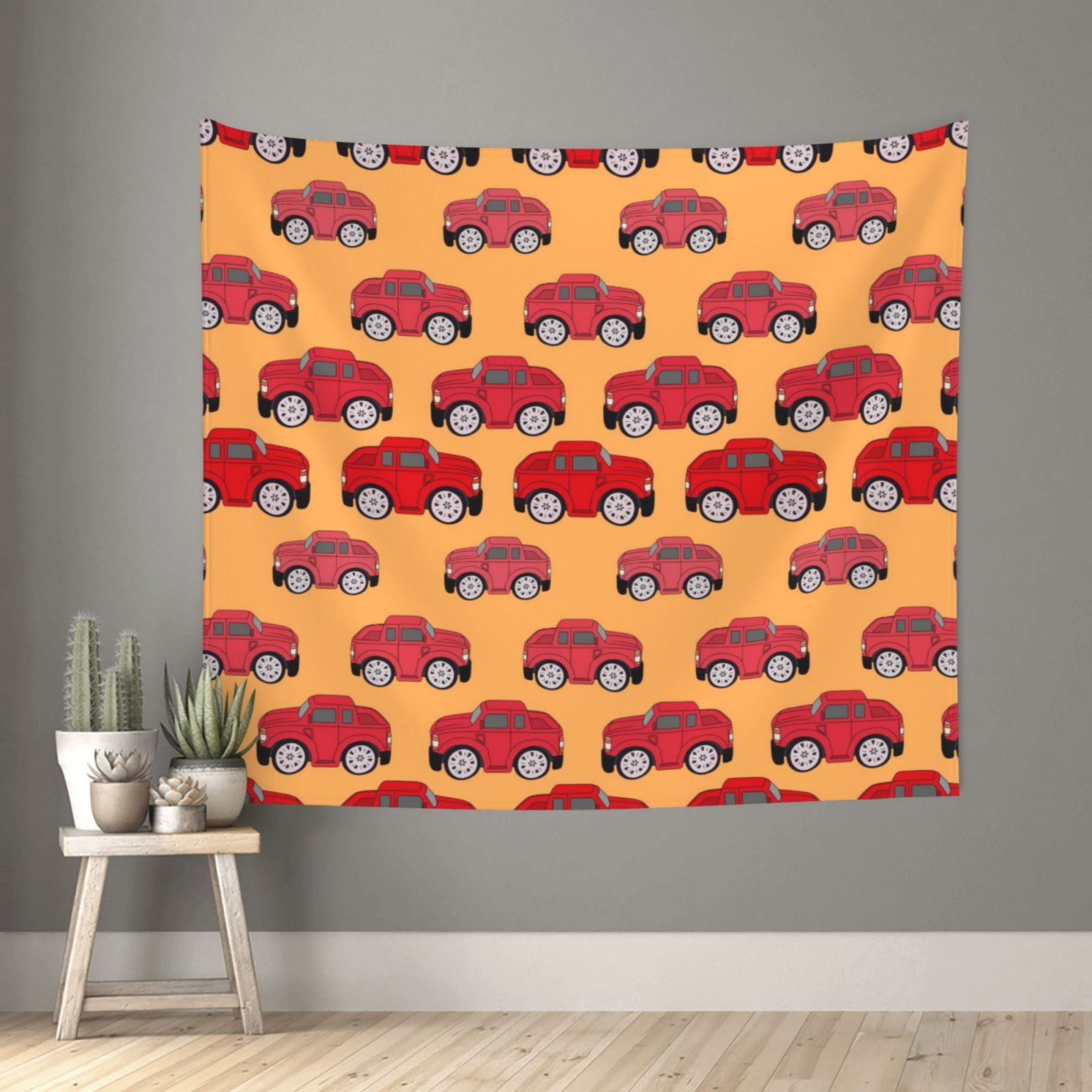 Daiia Red Cars Pattern Tapestry 60x51 Inches Wall Hanging Tapestry ...