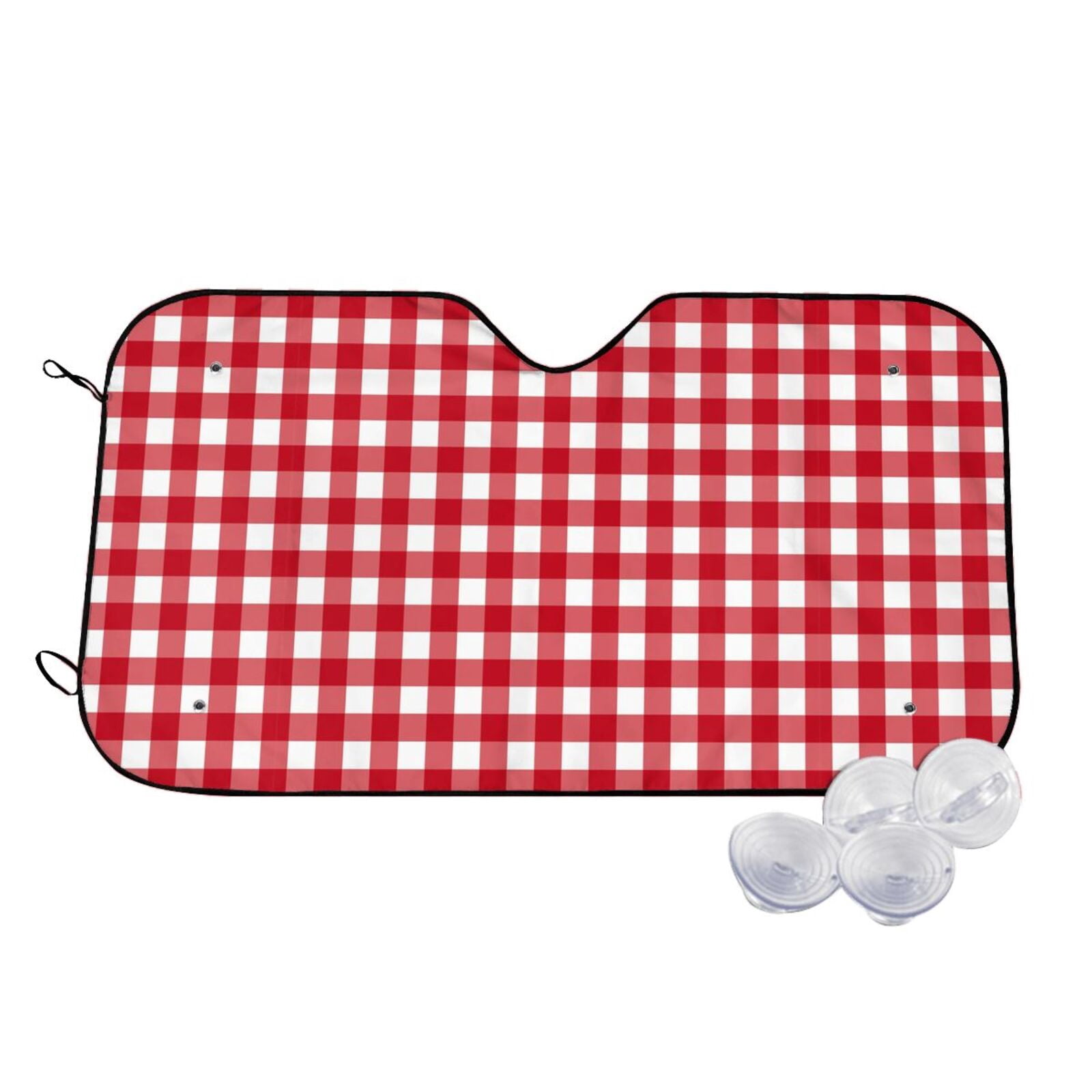 Daiia Red Checkboard Windshield Sun Shade for Car SUV Truck (Small ...