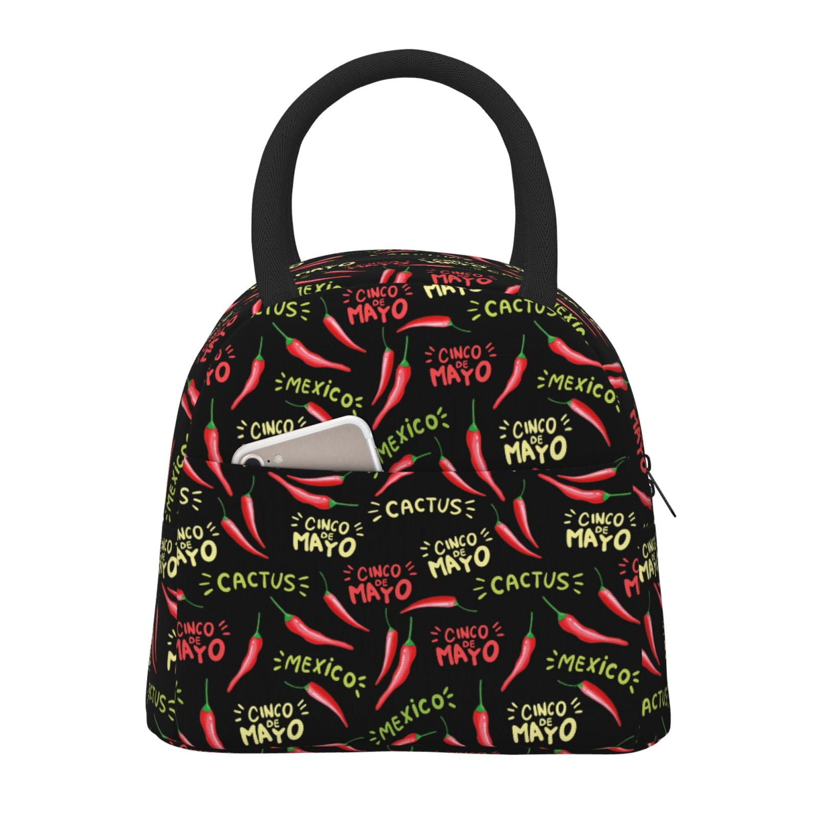Daiia Red Chili Pattern Lunch Bag , Insulated Lunch Box, Small ...
