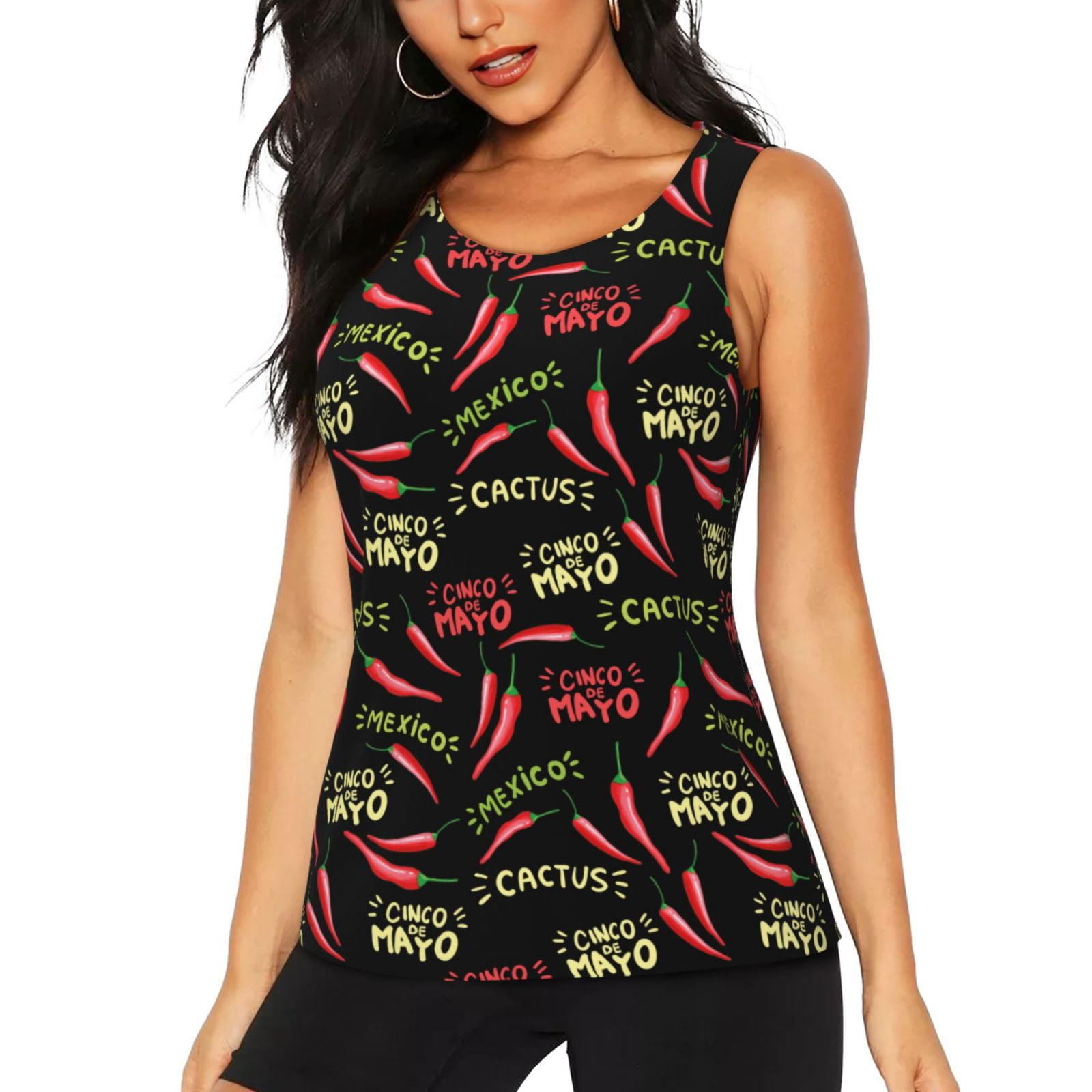 Daiia Red Chili Printed Womens Workout Tops for Women Quick-dry Tank ...