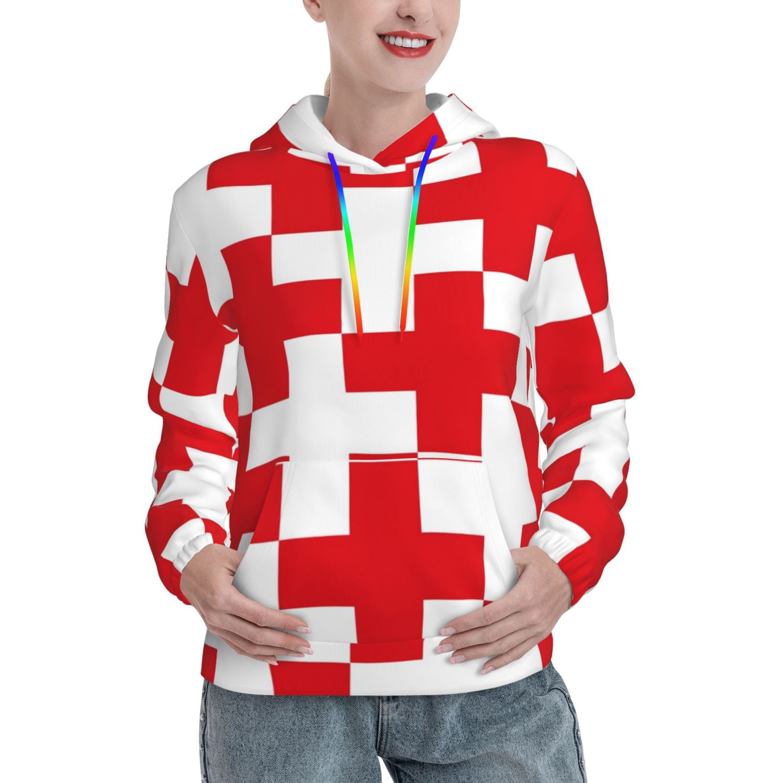 Daiia Red Cross 1 Pattern Women's Fashion Hoodies & Sweatshirts with ...
