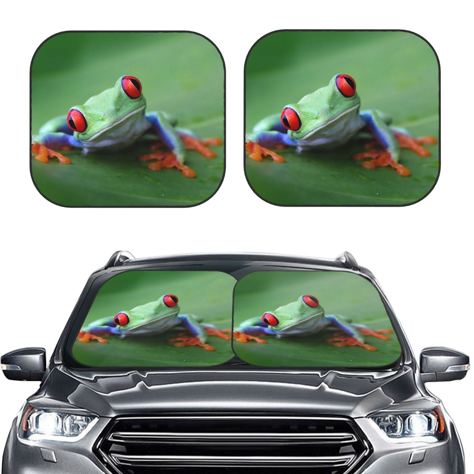Daiia Red-Eyed Tree Frog-1 2PCS Car Windshield Sun Shade, Foldable Sun ...