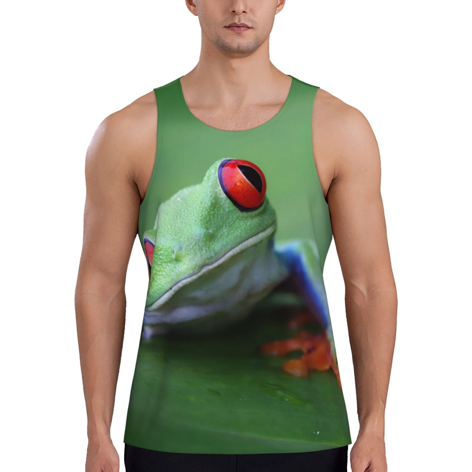 Daiia Red-Eyed Tree Frog-1 Printed Men's Quick Dry Fit Muscle Tank Top ...
