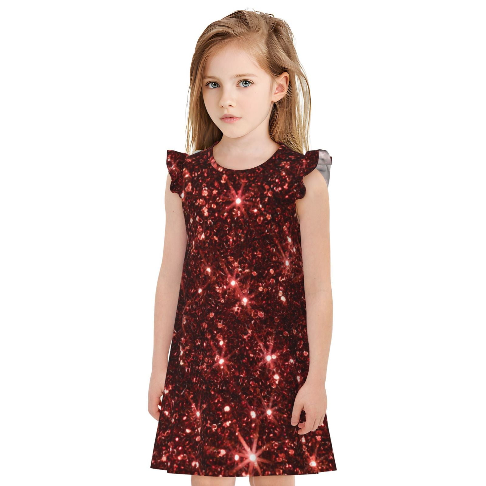 Daiia Red Glitter Texture Print Girls Nightgowns, Unicorn Nightgown ...