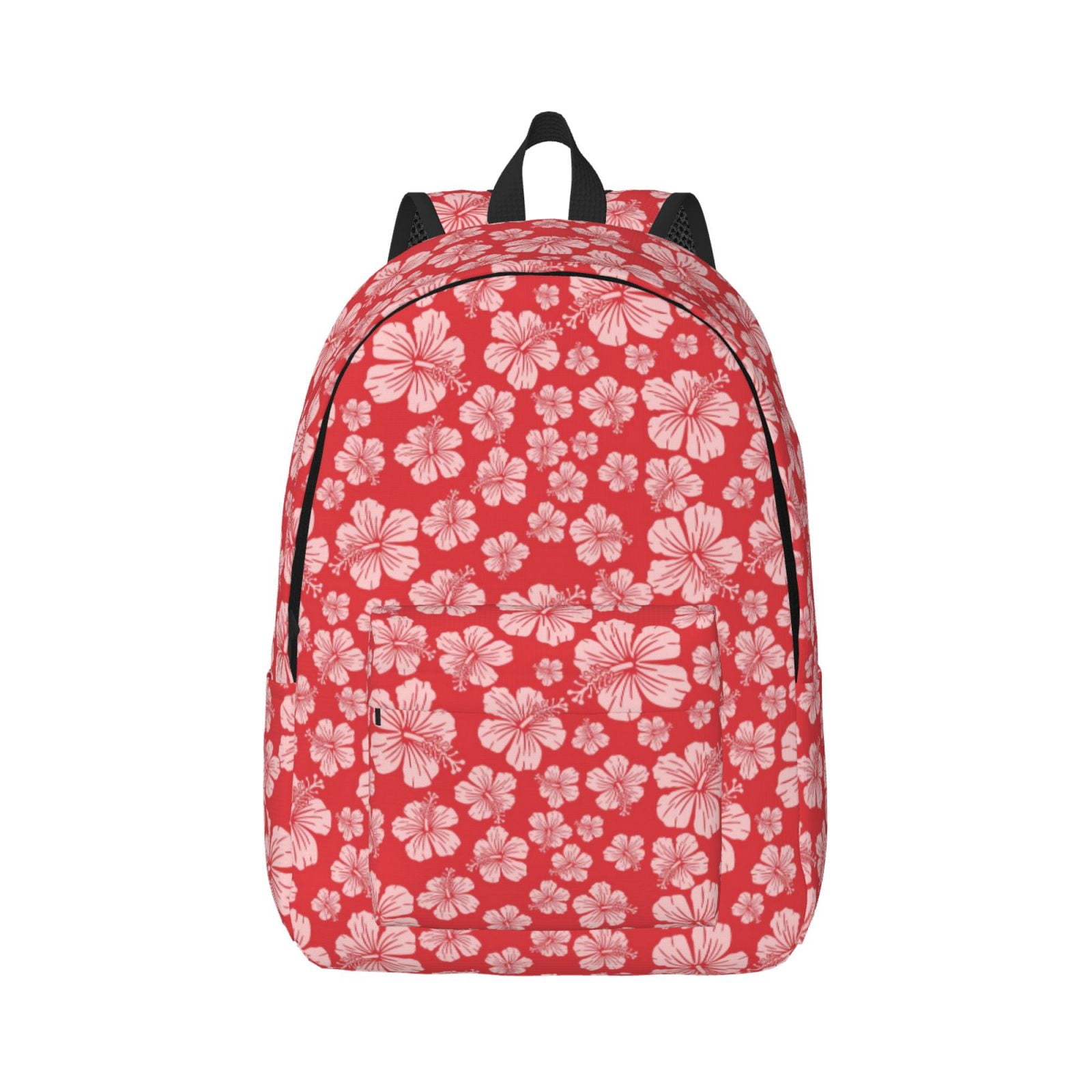 Daiia Red Hibiscus Flower Vintage Canvas Backpack for Men and Women ...