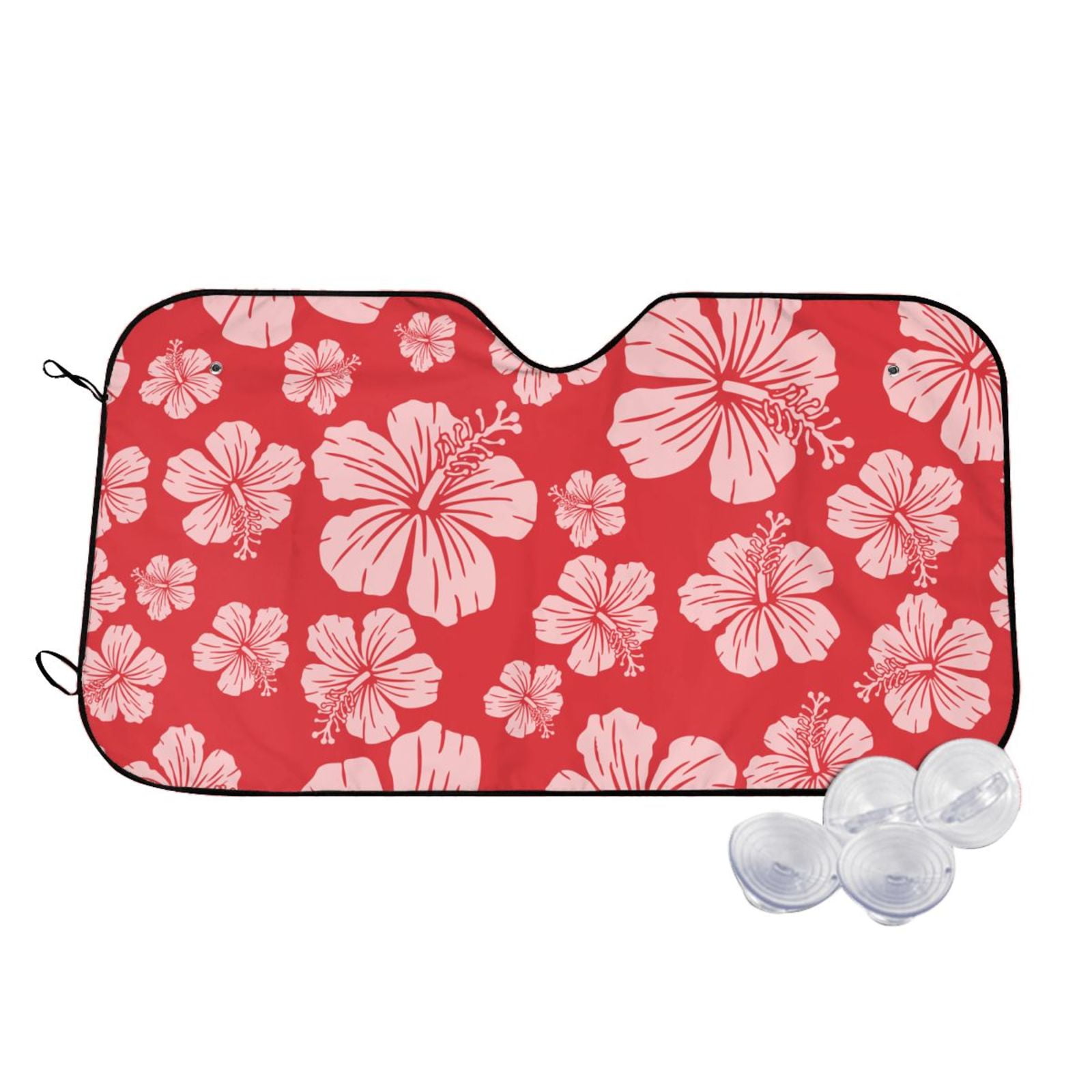 Daiia Red Hibiscus Flower Windshield Sun Shade for Car SUV Truck (Small ...