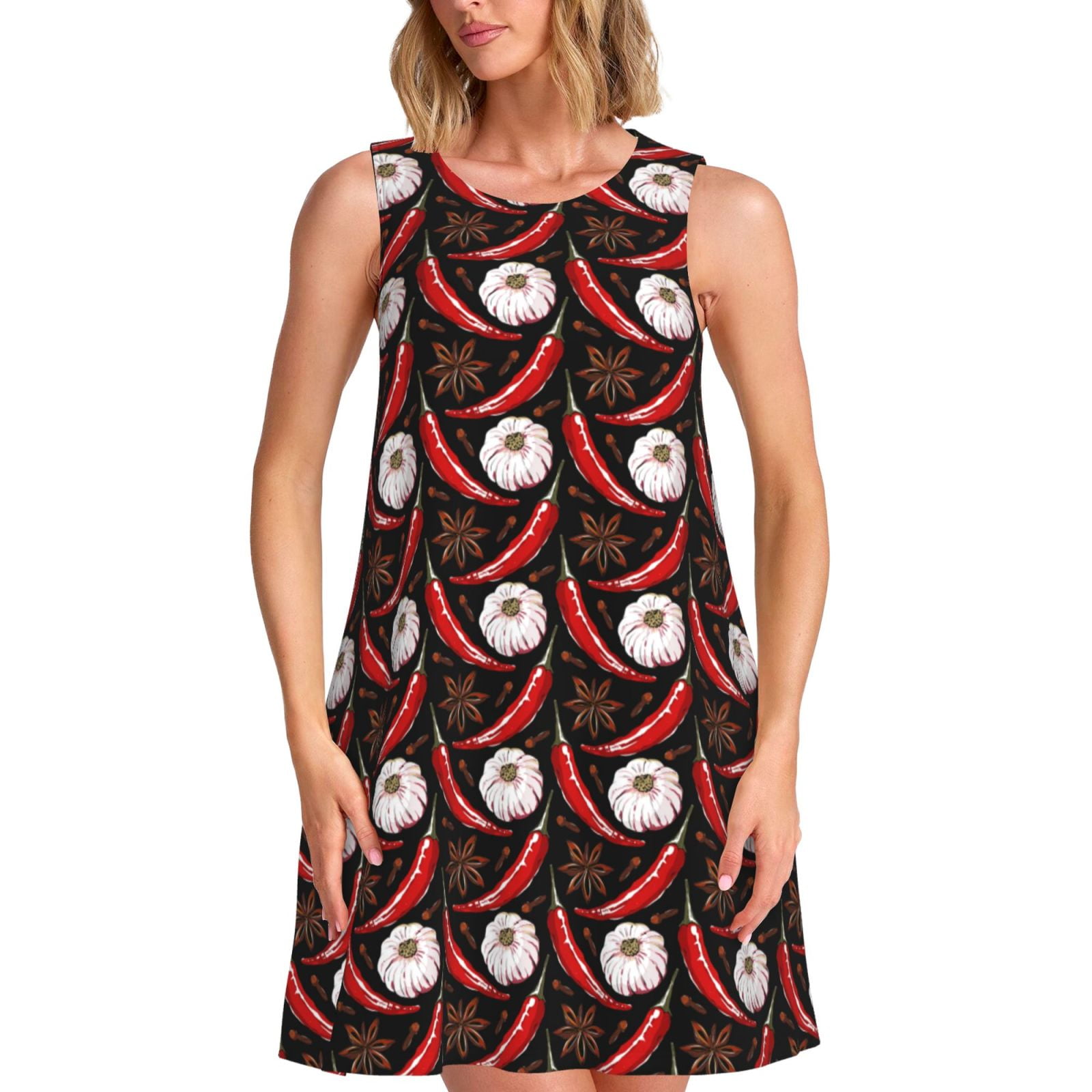 Daiia Red Hot Chili 1 Print Women's Dresses 2025 Trendy Short sleeve ...