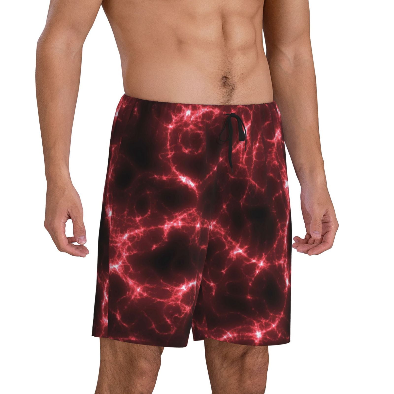 Daiia Red Line Mens Woven Stretch Pajama Short,Short Pajama Pants-Small ...