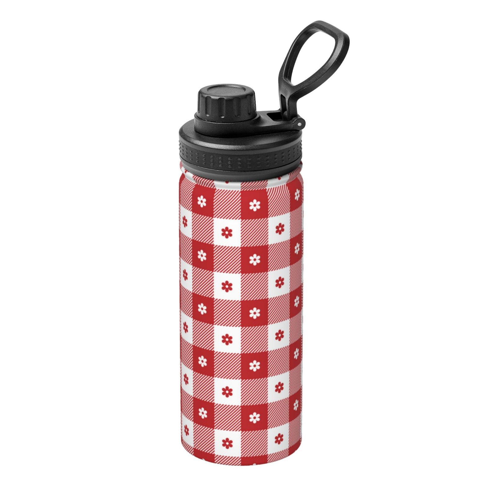 Daiia Red Plaid Daisy Printed 18 OZ Sports Insulated Kettle Drinking ...