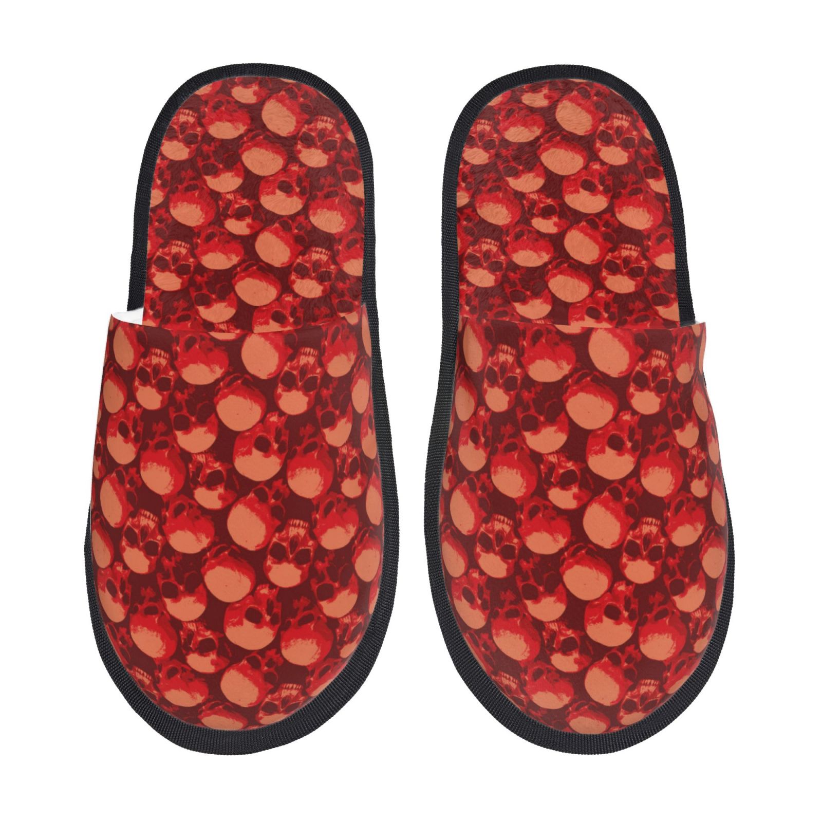 Daiia Red Skulls 1 Pattern Furry Slippers for Women and Men, Soft Plush ...