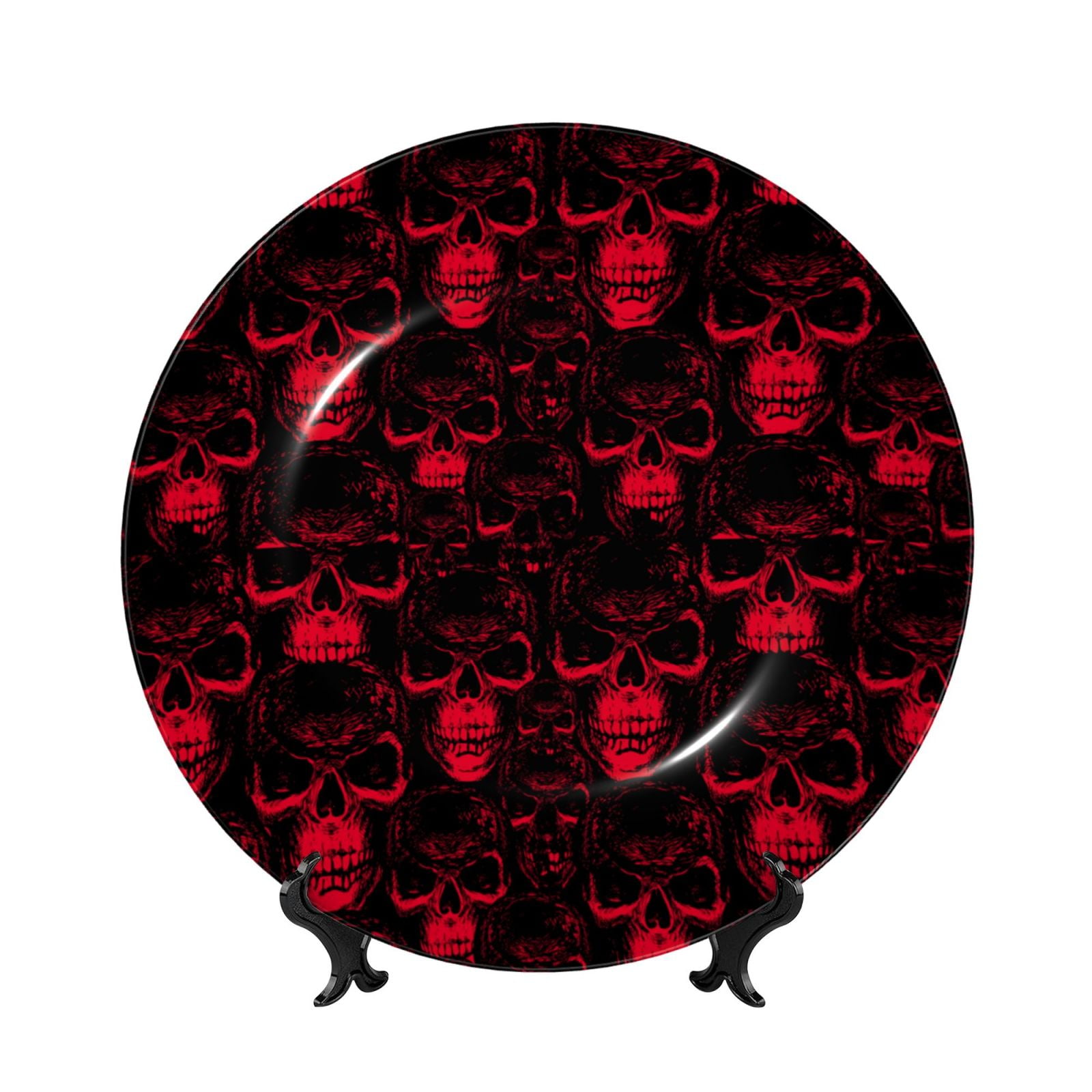 Daiia Red Skulls 2 Printed Pattern Ceramic Plate Dinner Plates Bone ...