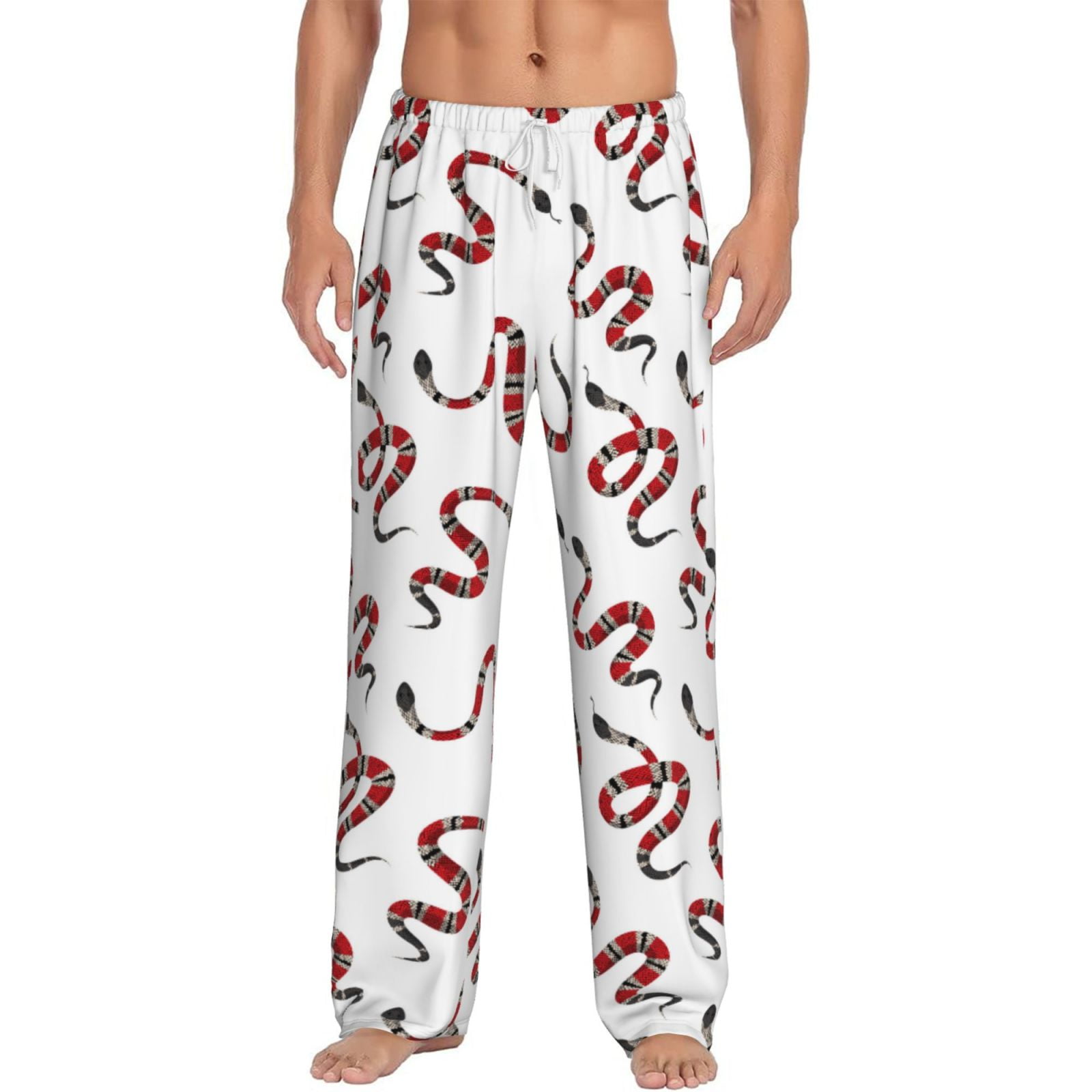 Daiia Red Snake Men's Sleep Pant with Pockets and Drawstring,Pajama ...