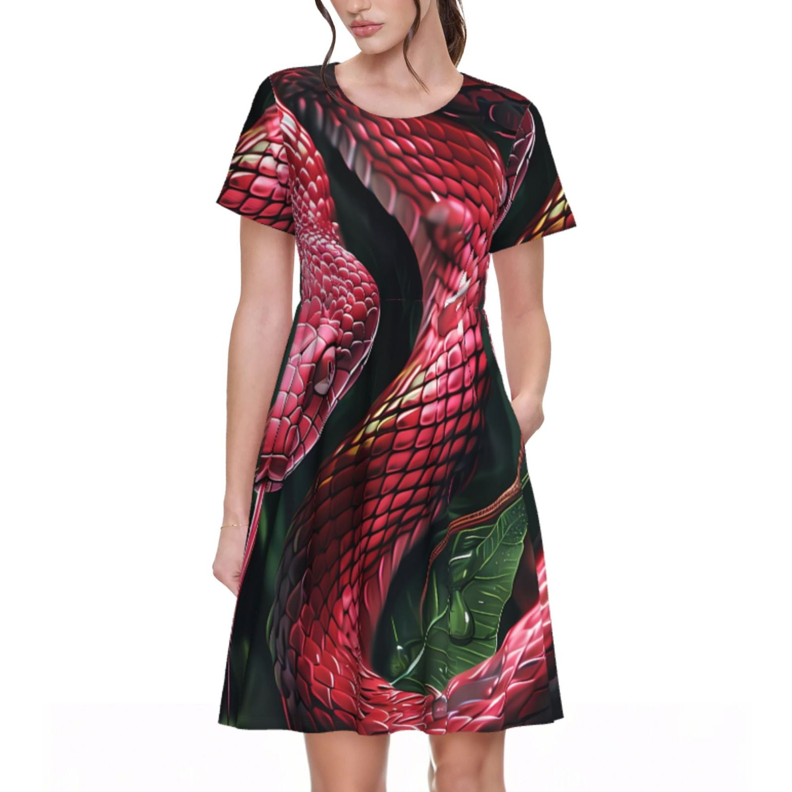 Daiia Red Viper Jungle Intensity Print Women's Dresses 2025 Trendy ...