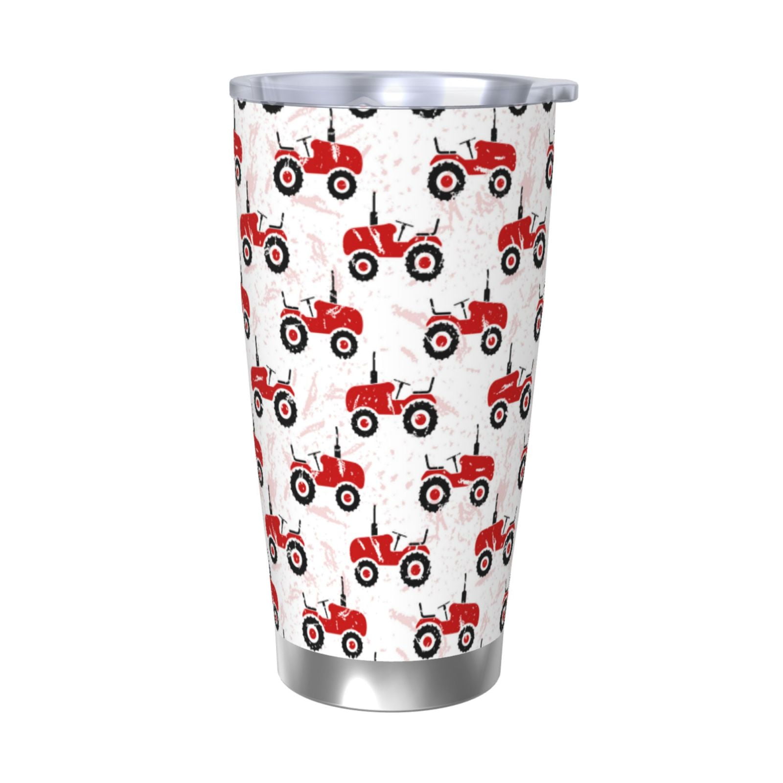 Daiia Red Wheeled Tractors Printed 20oz Insulated Coffee Cup with Straw ...