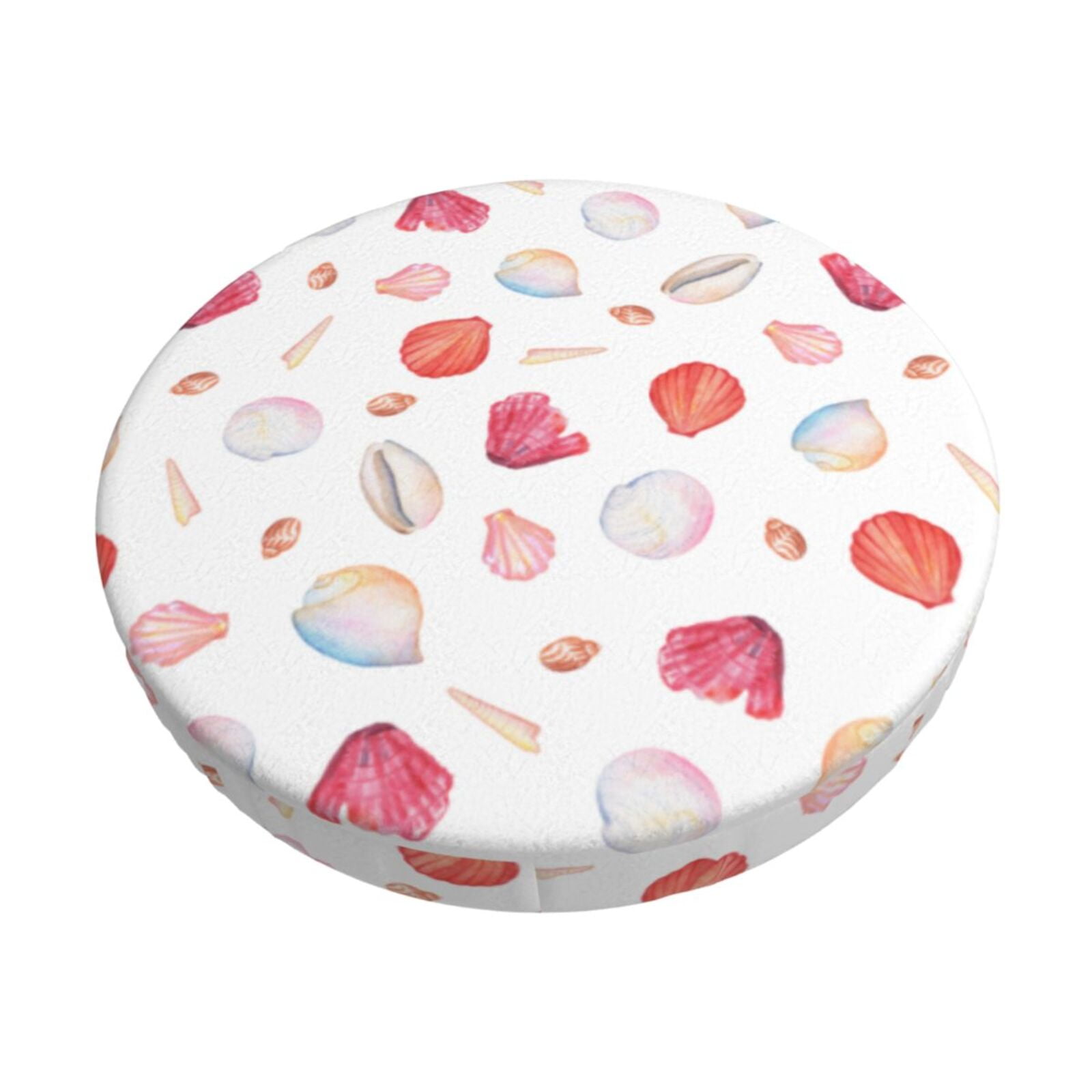 Daiia Red coral and scallop seashell Stool Covers Round,Round Bar Stool ...